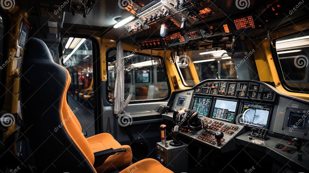 Interior View of a Subway Train Cabin with Control Panel Stock ...