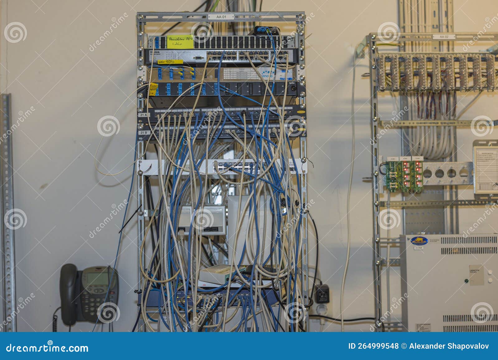 Interior View of Technical Computer Room with All Cable Connections ...