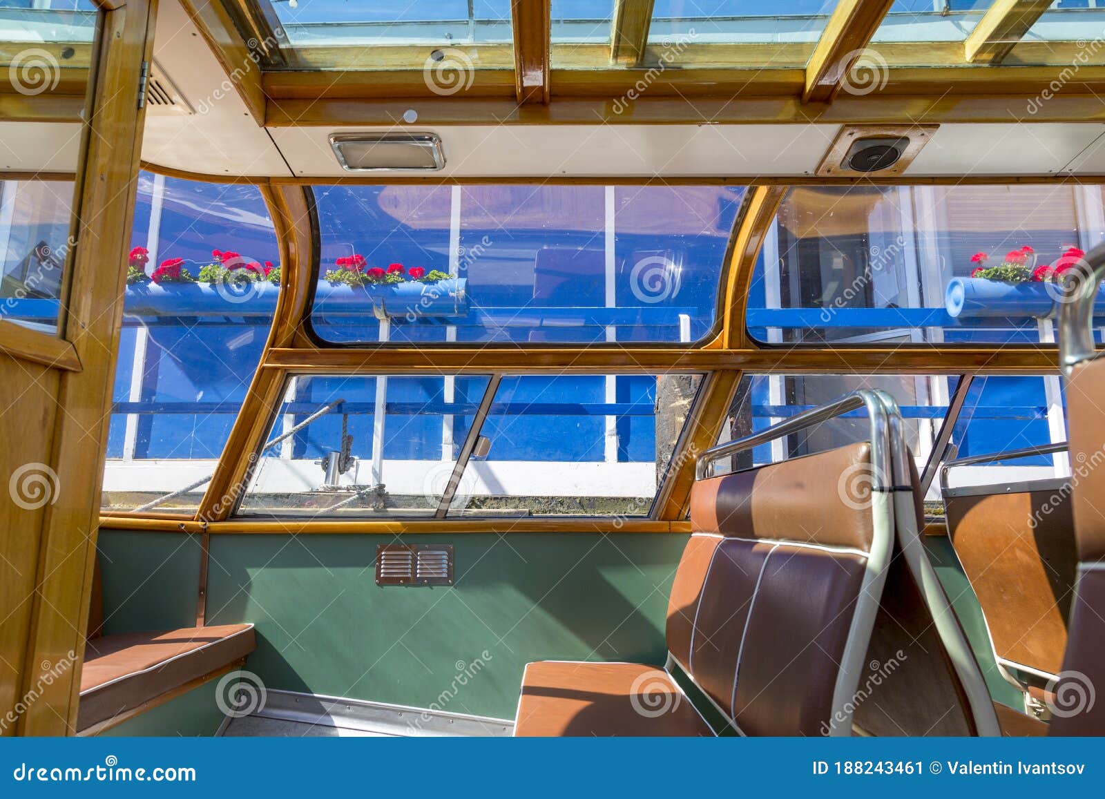 Interior and View of a Tourist Boat from the Inside Stock Image - Image ...