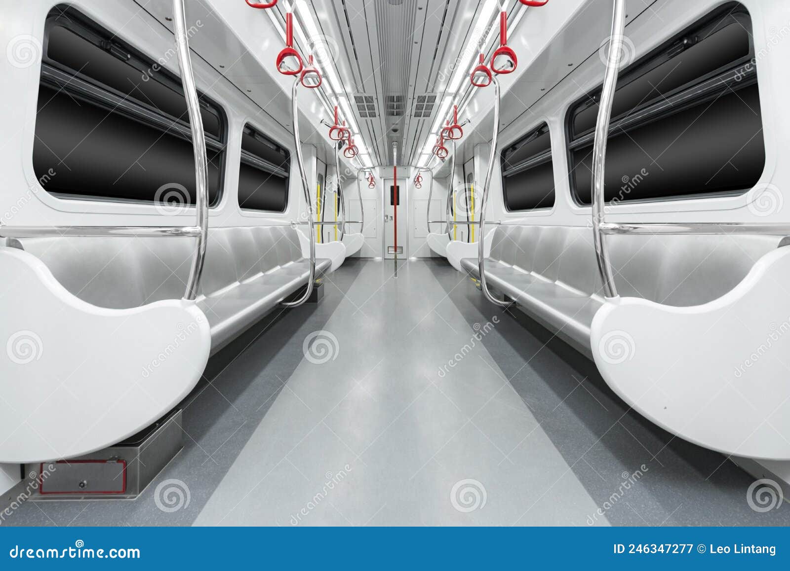 Interior view of the train stock image. Image of transportation - 246347277