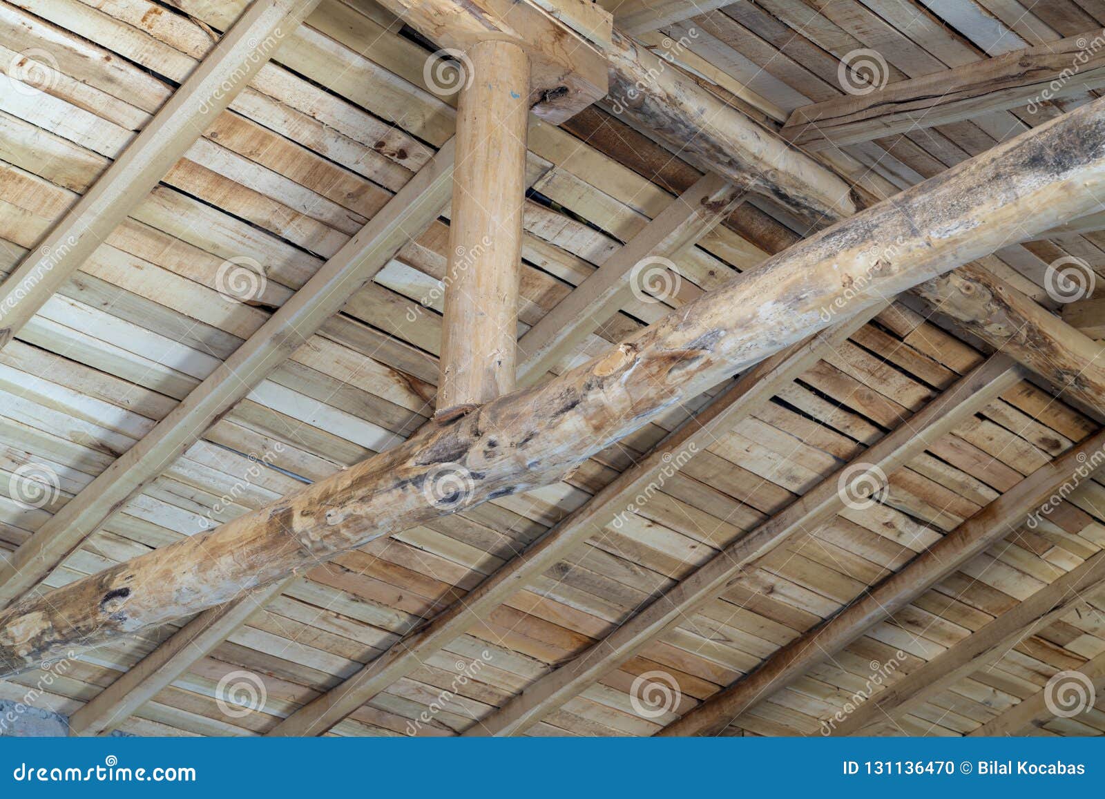 Interior View of a Wooden Roof Structure Stock Photo - Image of detail ...