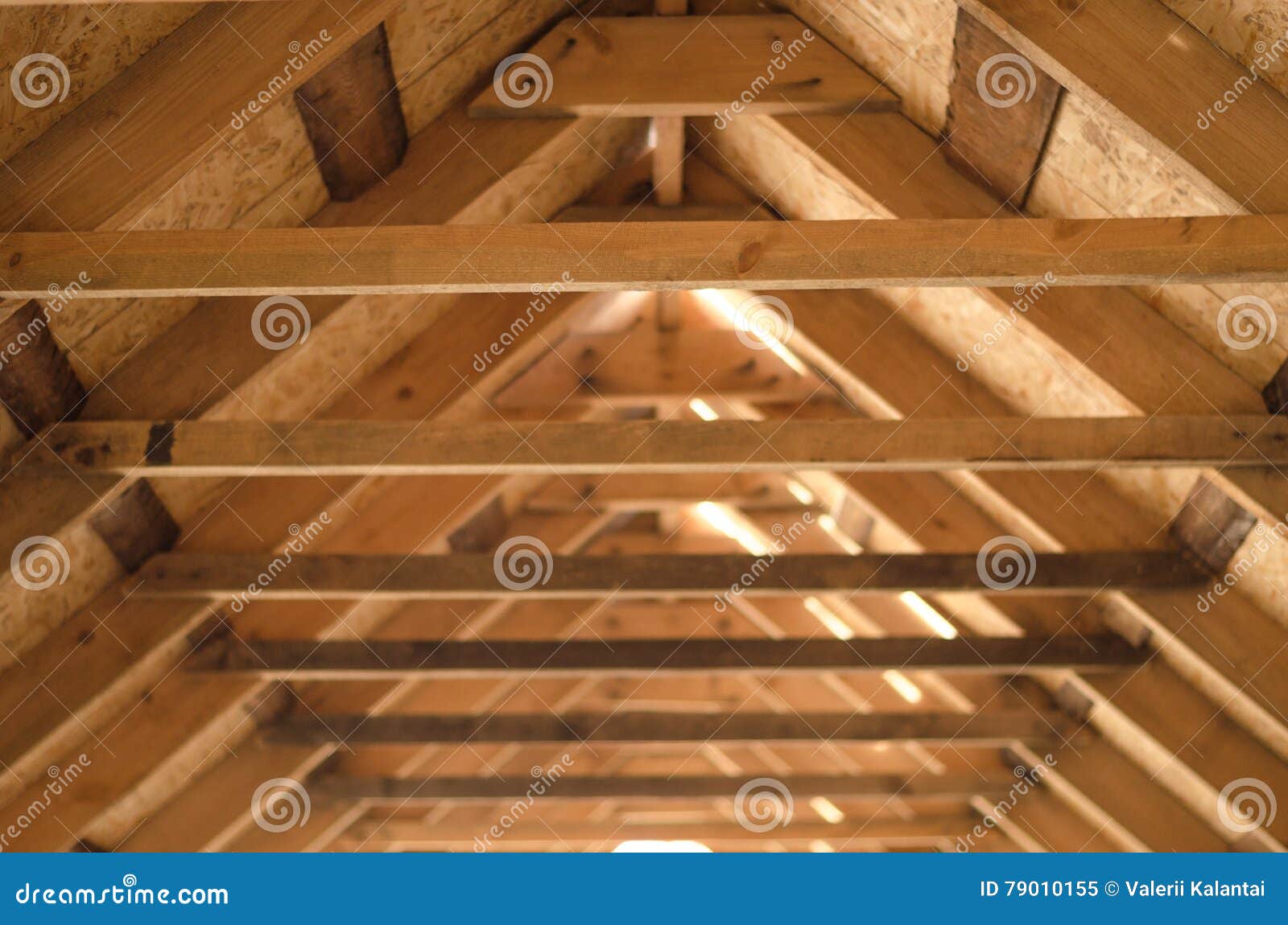 Interior View of a Wooden Roof Structure. Stock Image - Image of ...