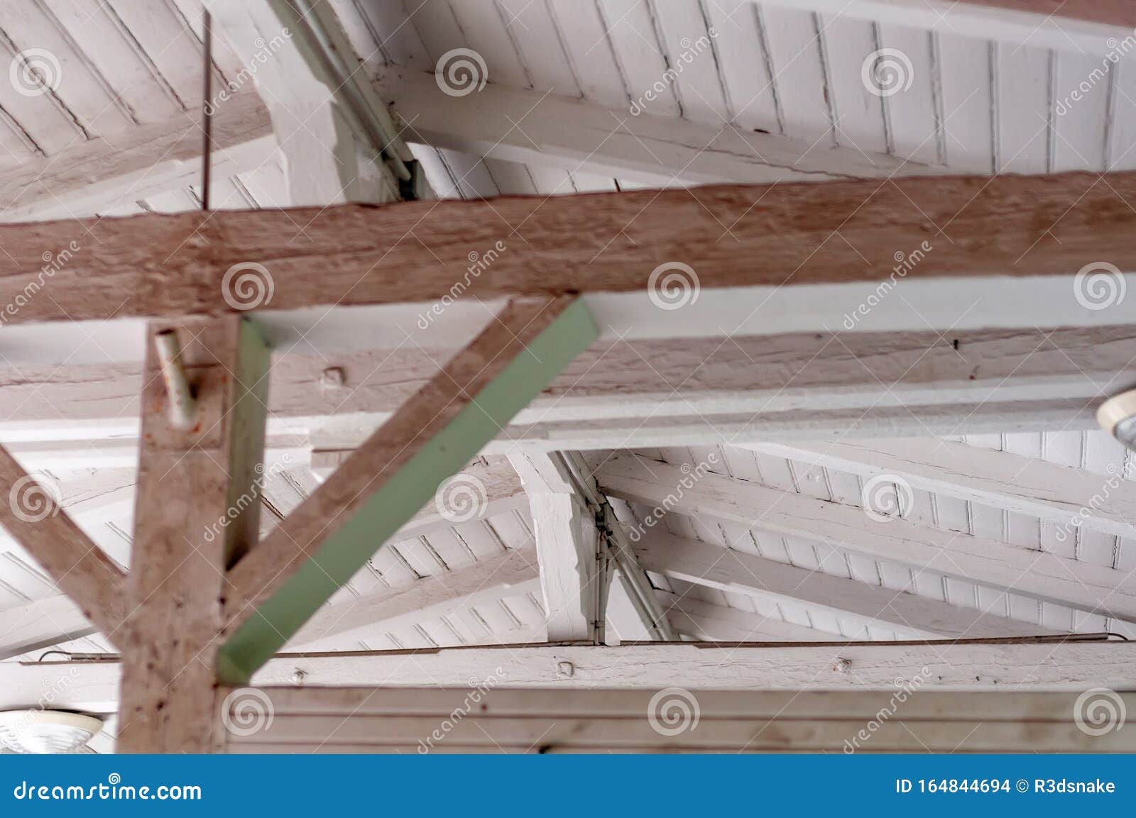 Interior View of a Wooden Roof Structure Stock Photo - Image of house ...