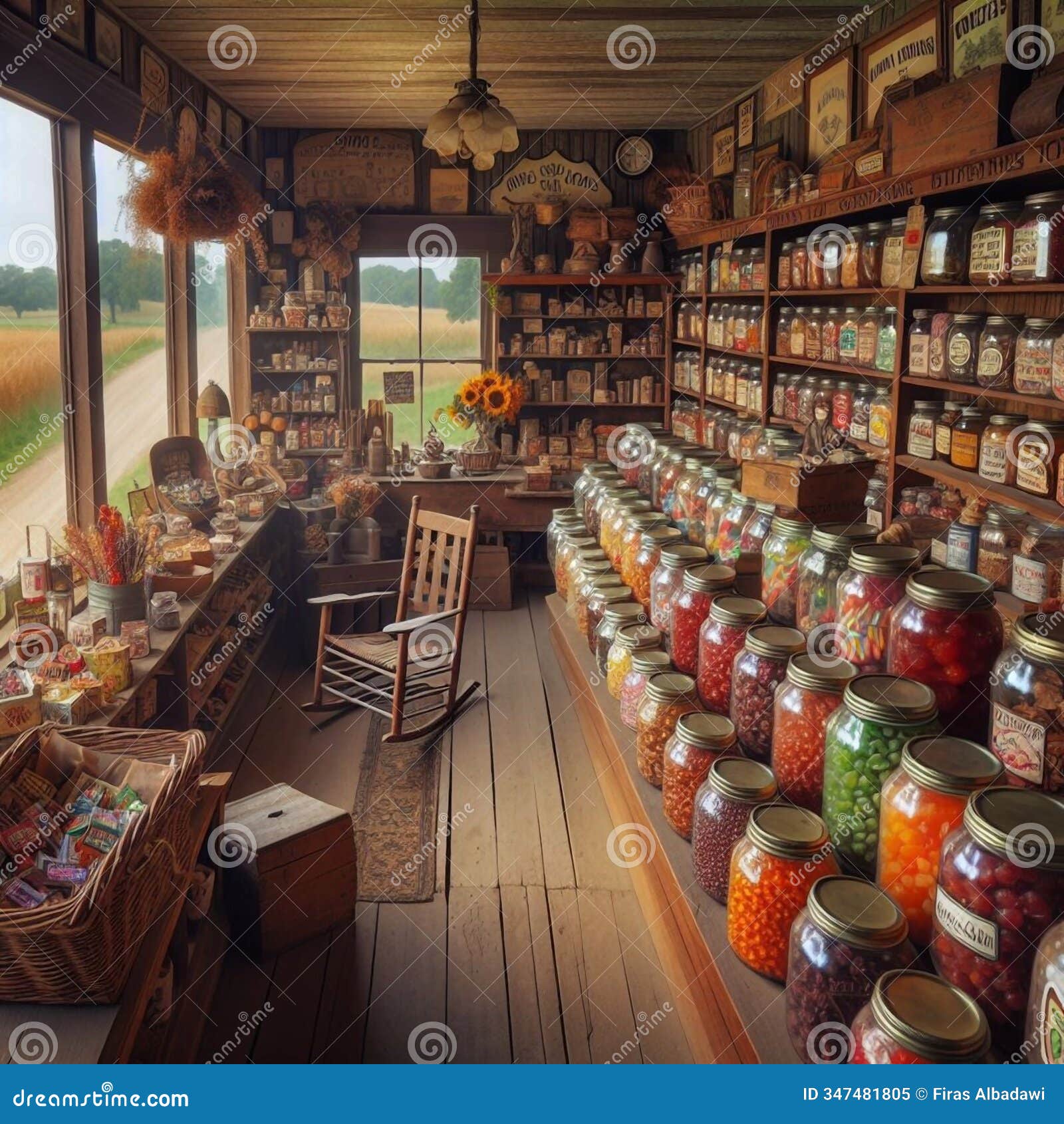 Interior of a Vintage Candy Store with Various Jars of Candy. Stock ...