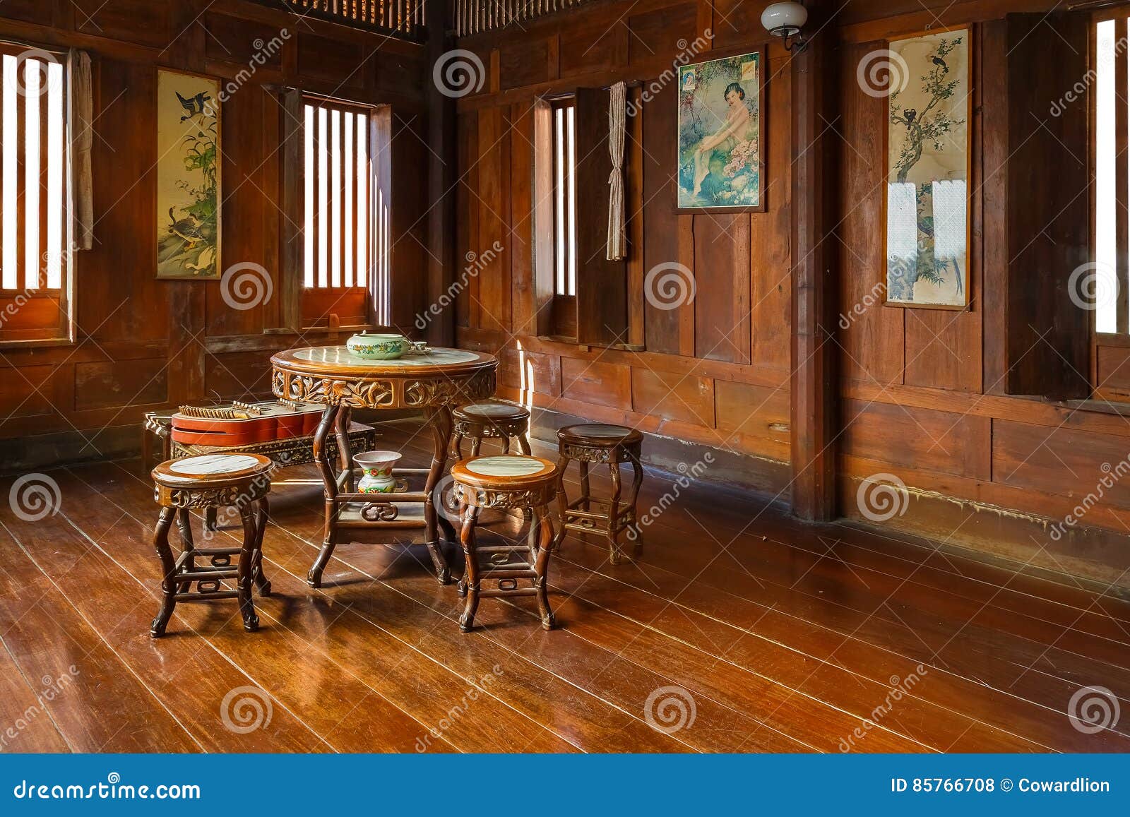 Interior of a Vintage Thai House Editorial Stock Photo - Image of house ...
