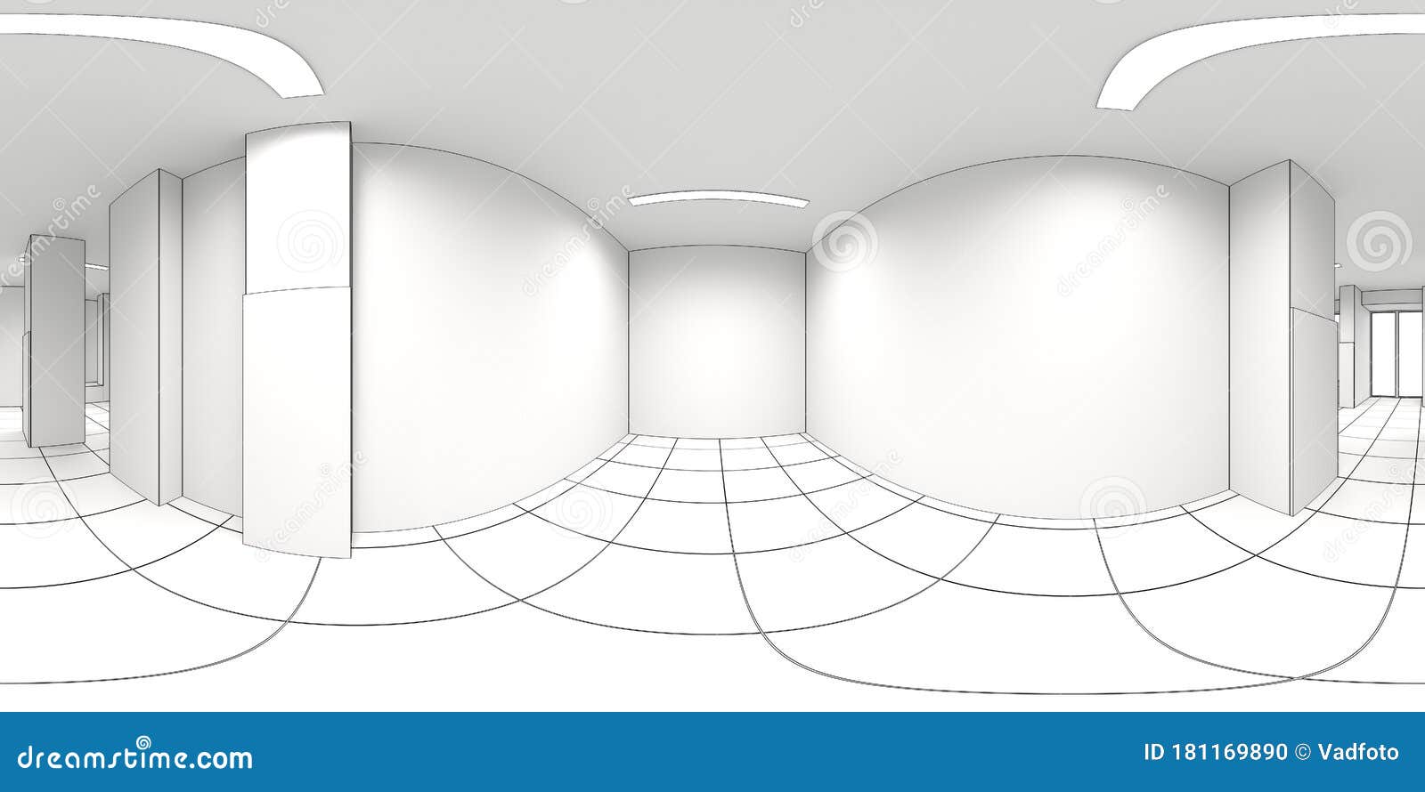 Spherical Panorama of the Interior, 3D Illustration Stock Illustration ...