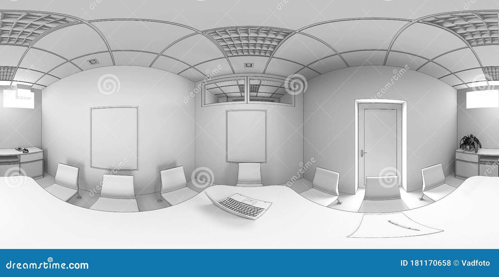 Spherical Panorama of the Interior, 3D Illustration Stock Illustration ...