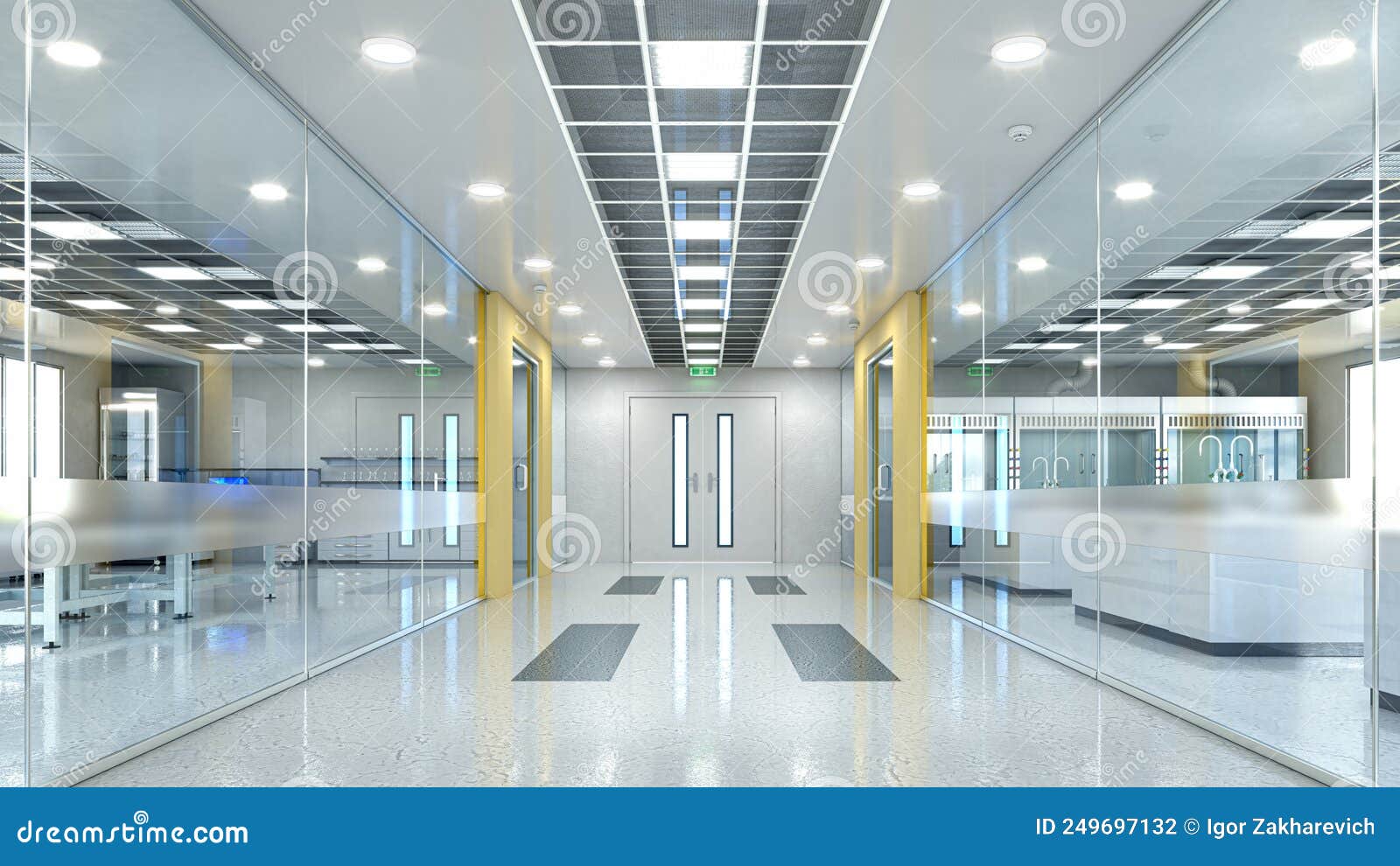 Interior of Walkway in the Spacious and Bright Laboratory. Stock ...
