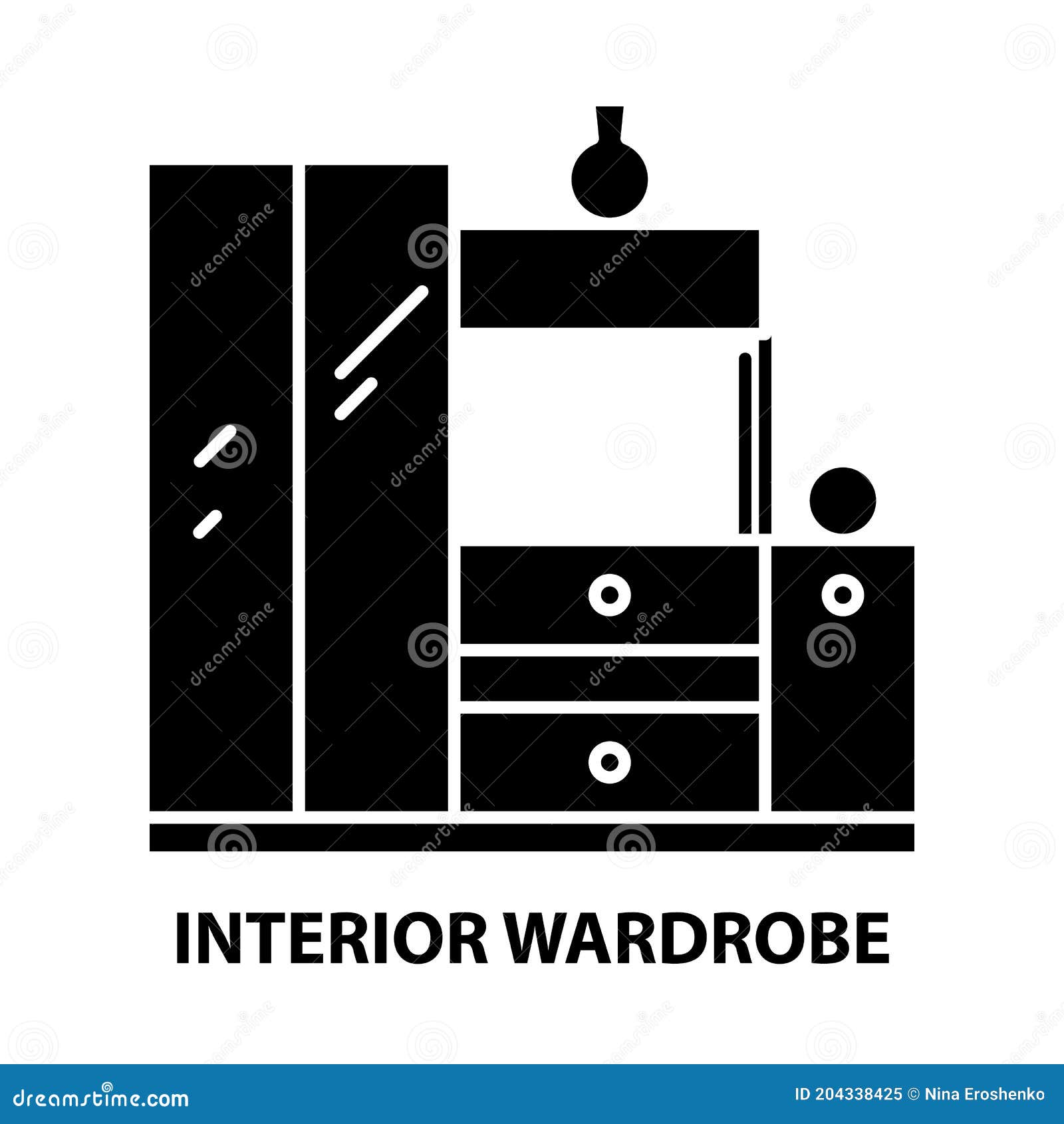 Interior Wardrobe Icon, Black Vector Sign with Editable Strokes ...