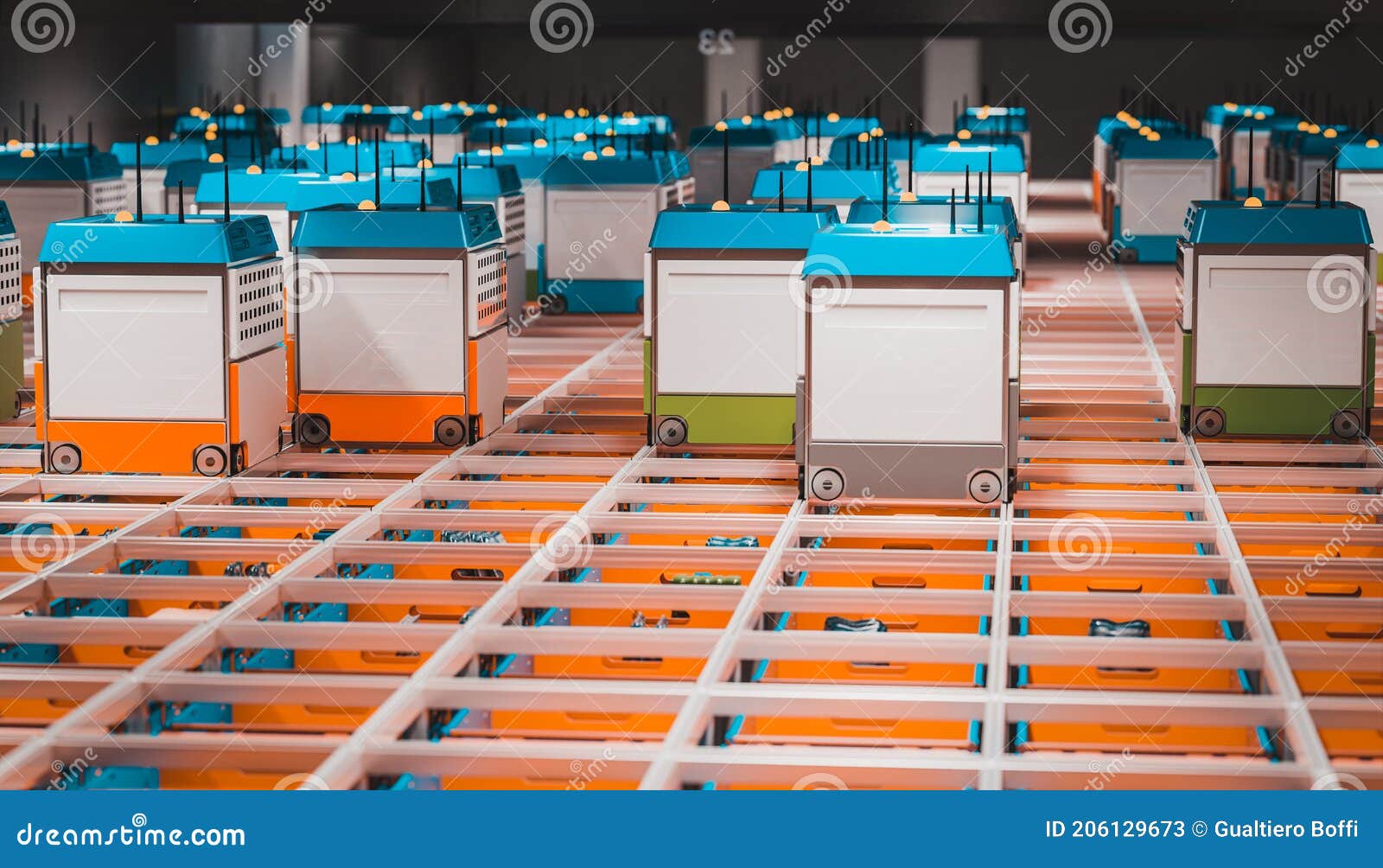 Interior of a Warehouse with Automated Logistics Stock Illustration ...