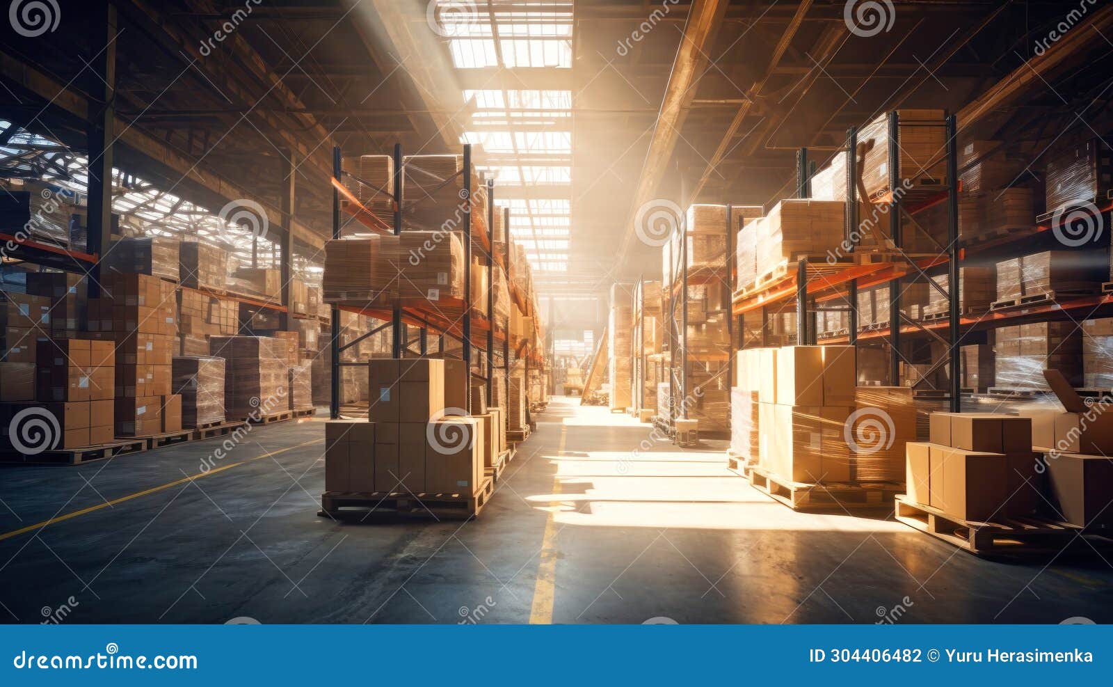Interior of a Warehouse or Industrial Building. Distribution Center ...
