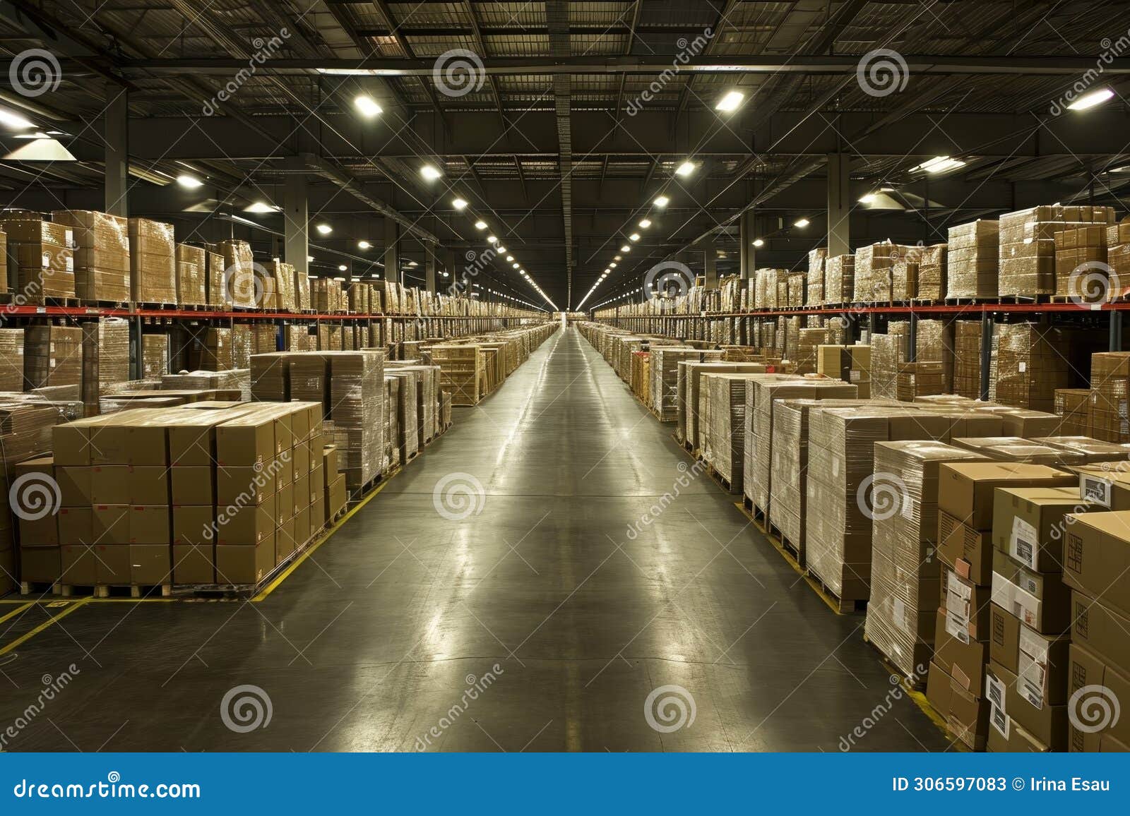 Interior of a Warehouse Packed with Boxes. Stock Image - Image of ...