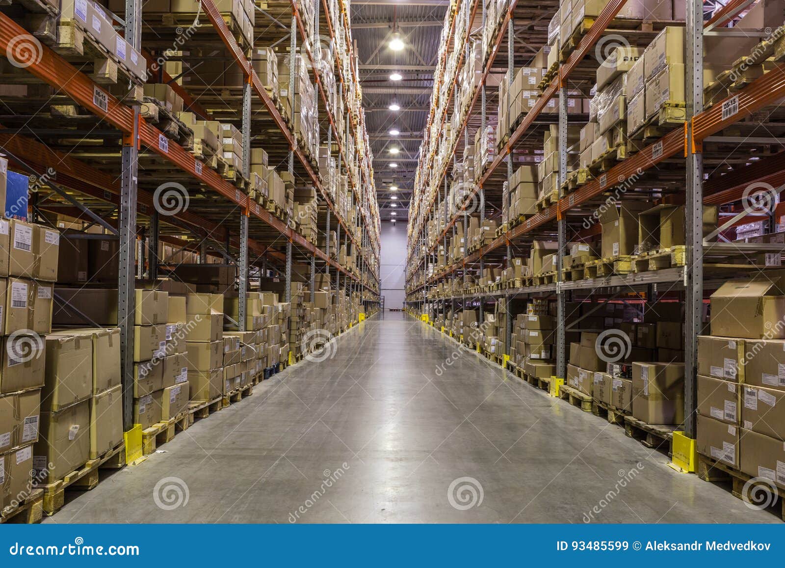 Interior Of Warehouse With Racks Full Of Boxes Stock Image ...