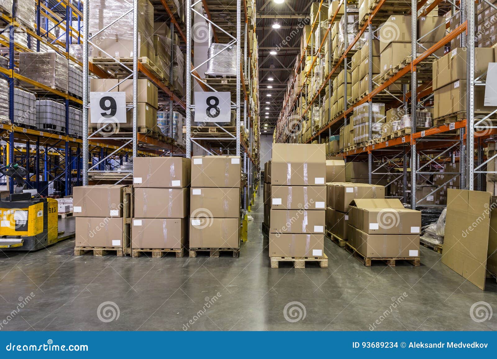 Interior of Warehouse with Racks Full of Boxes Stock Photo - Image of ...