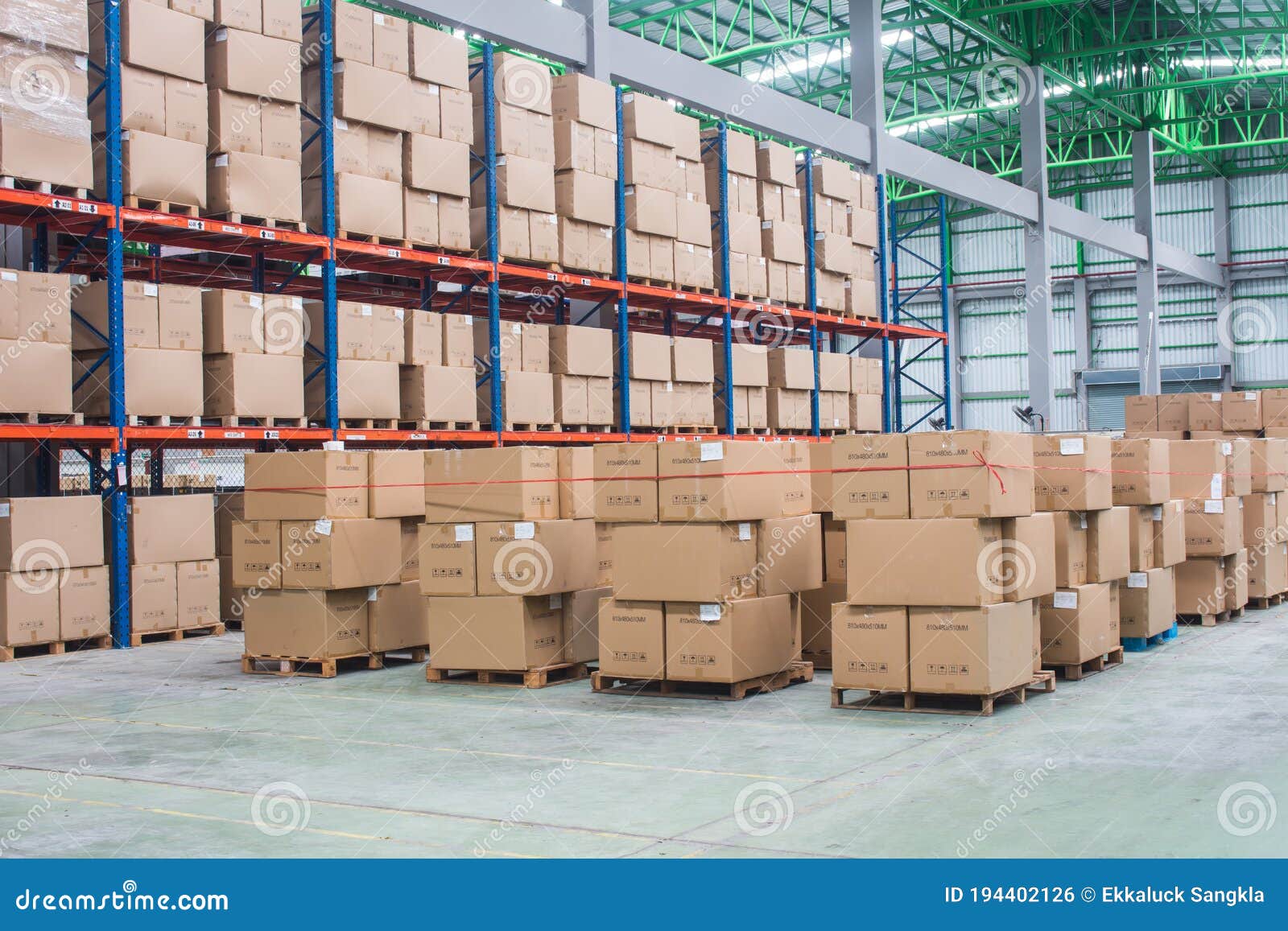 Interior Of Warehouse. Rows Of Shelves With Boxes Stock Photography ...