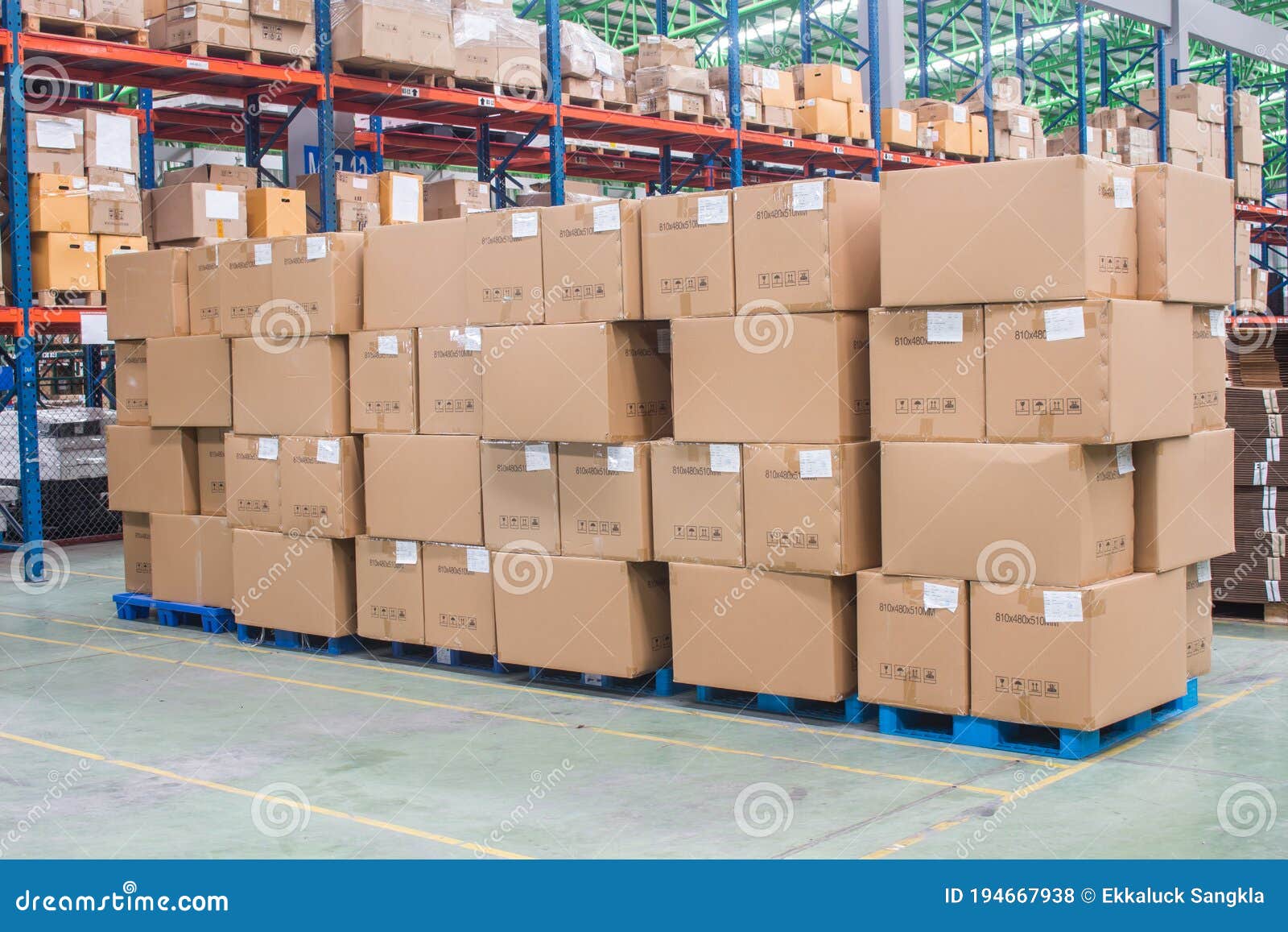 Warehouse. Rows Of Shelves With Boxes. Royalty-Free Stock Photo ...