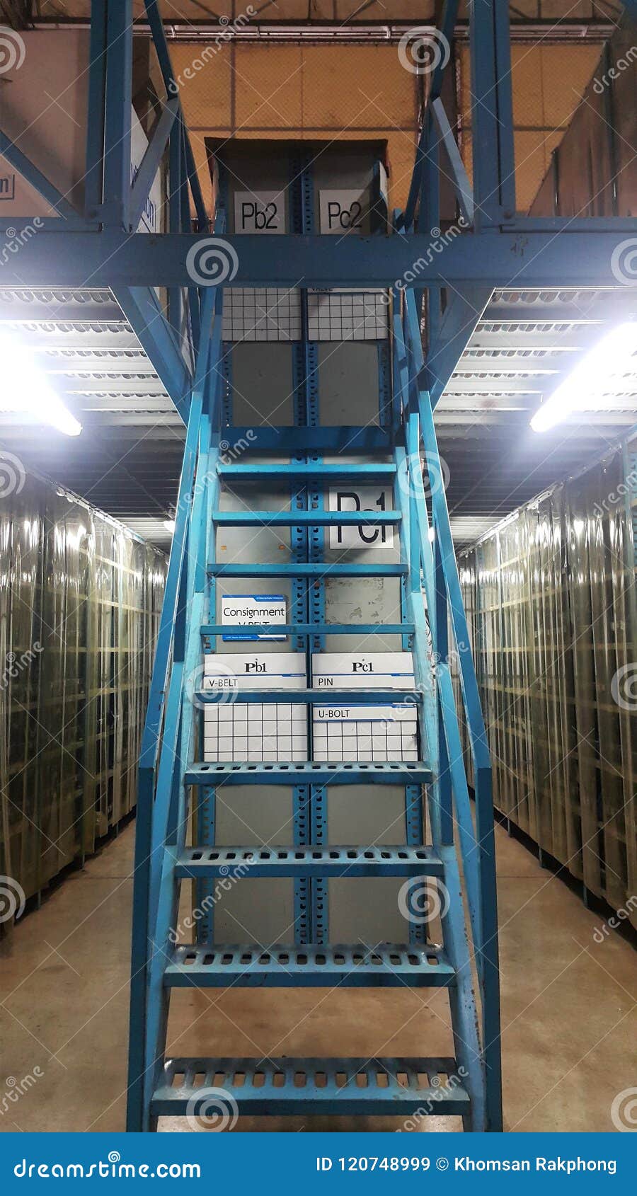 Interior of Warehouse. Rows of Shelves with Parts Stock Image - Image ...