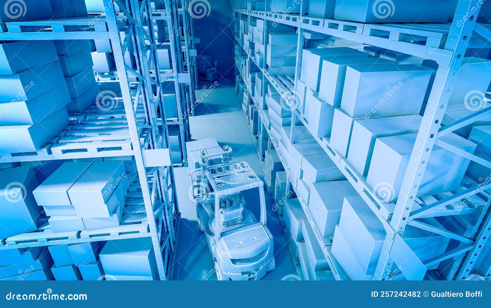 Interior of a Warehouse in Wireframe Style Stock Illustration ...