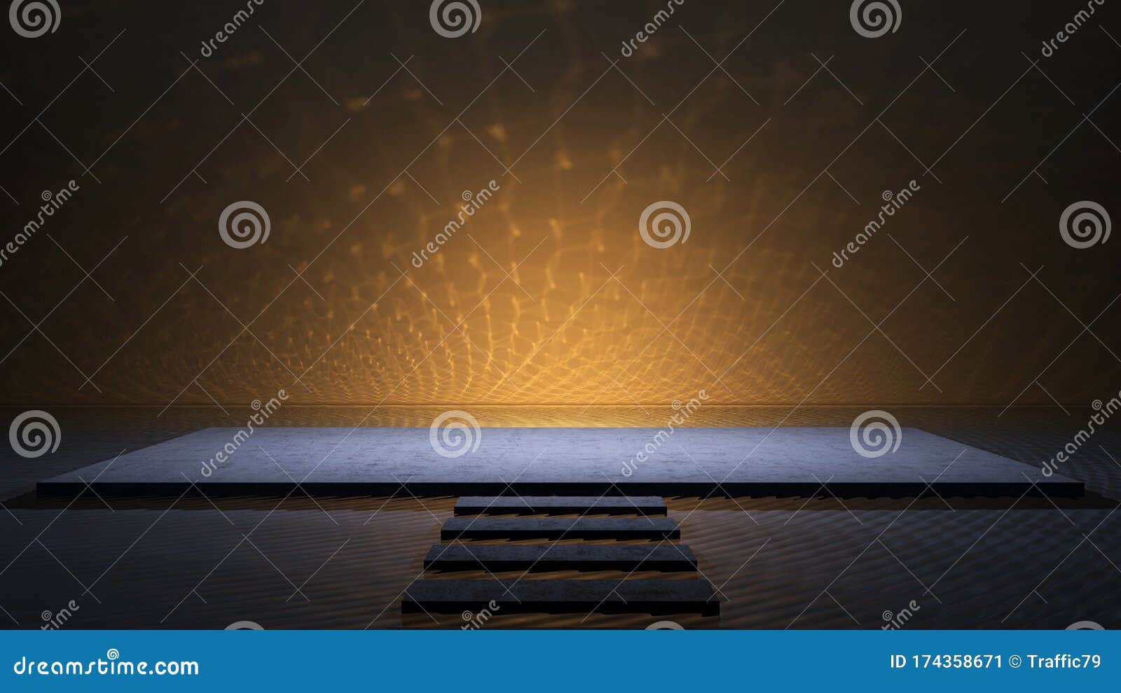 Interior Water Pool With Caustic Flare Pattern On Wall And Island ...