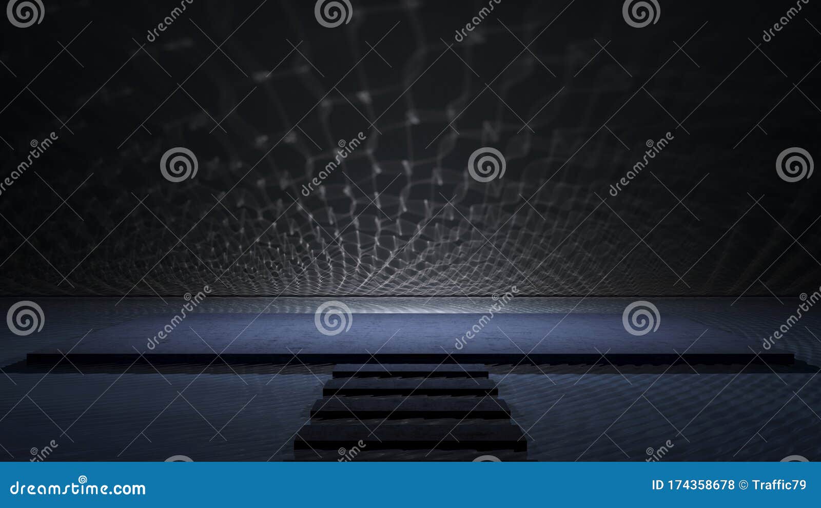 Interior Water Pool With Caustic Flare Pattern On Wall And Island ...