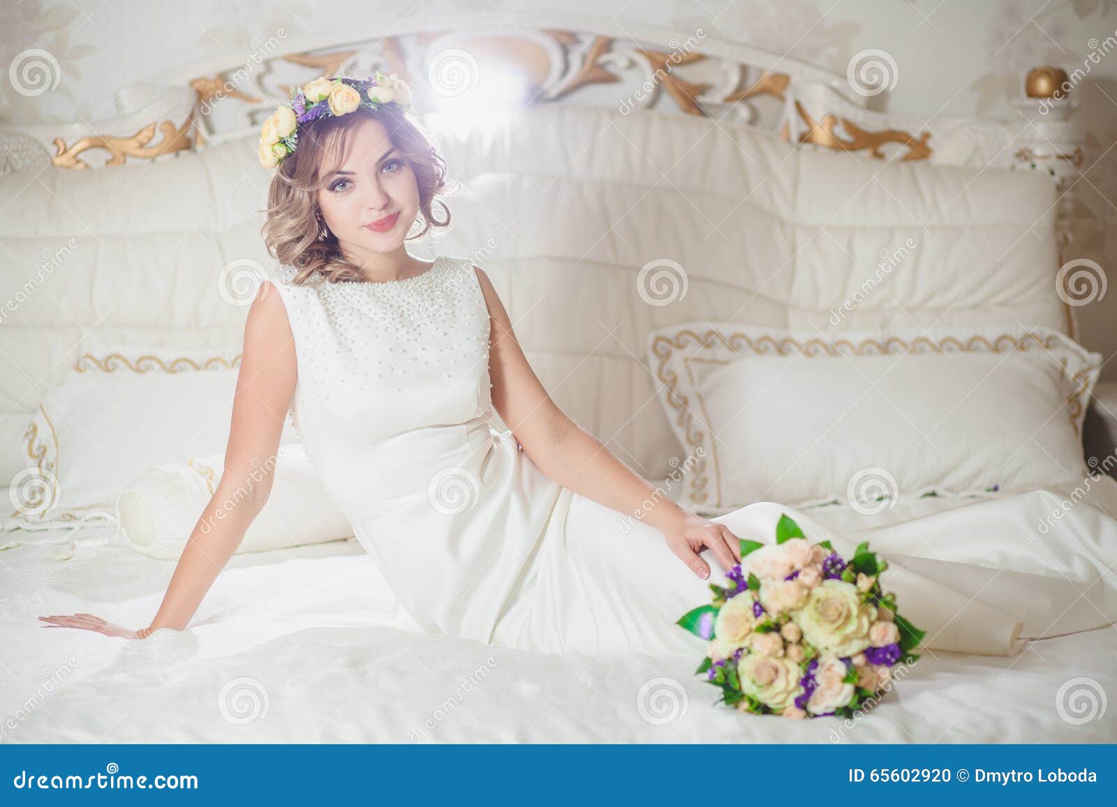Interior white bride bed stock photo. Image of bedroom - 65602920