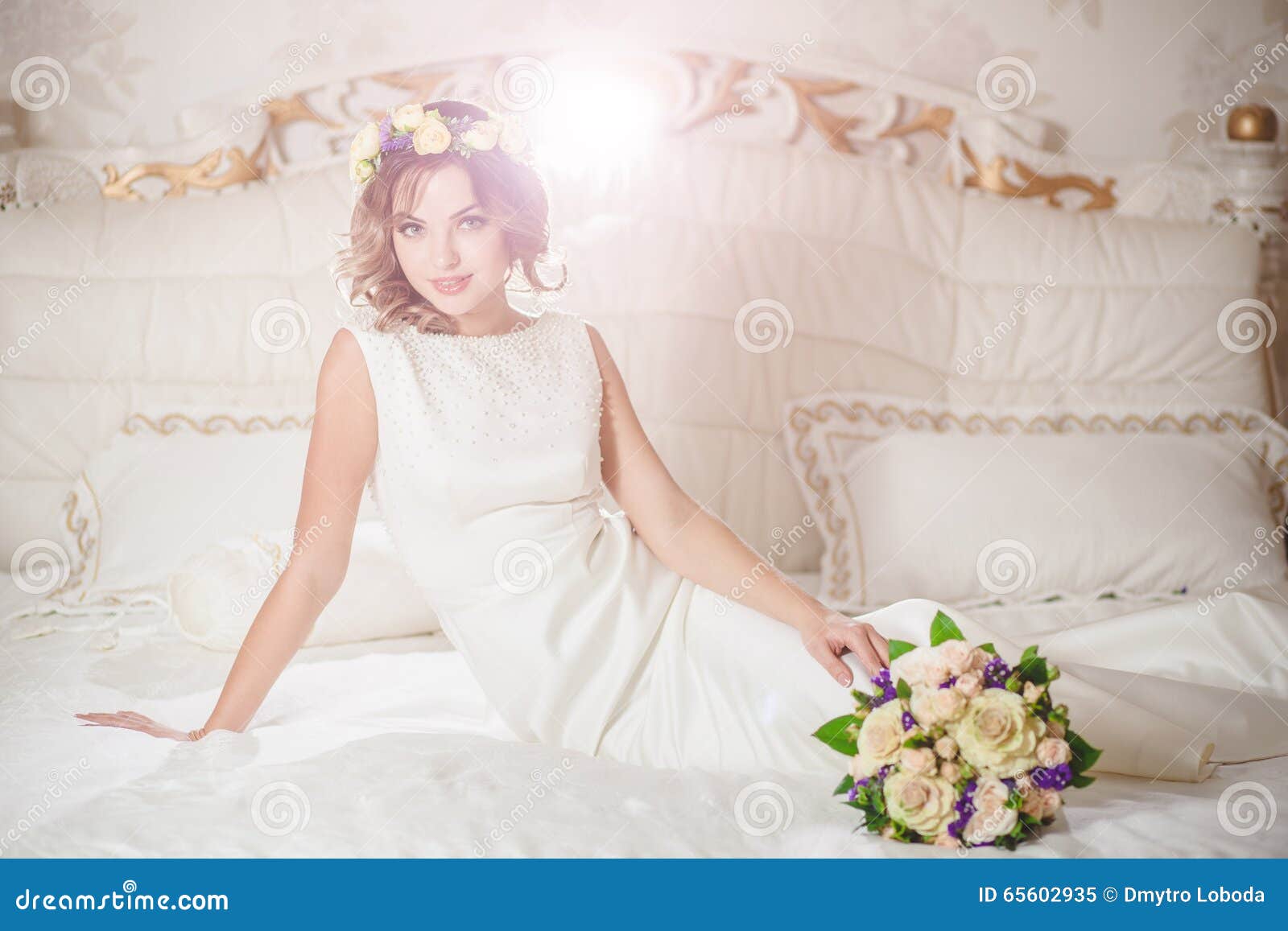 Interior white bride bed stock image. Image of fashion - 65602935