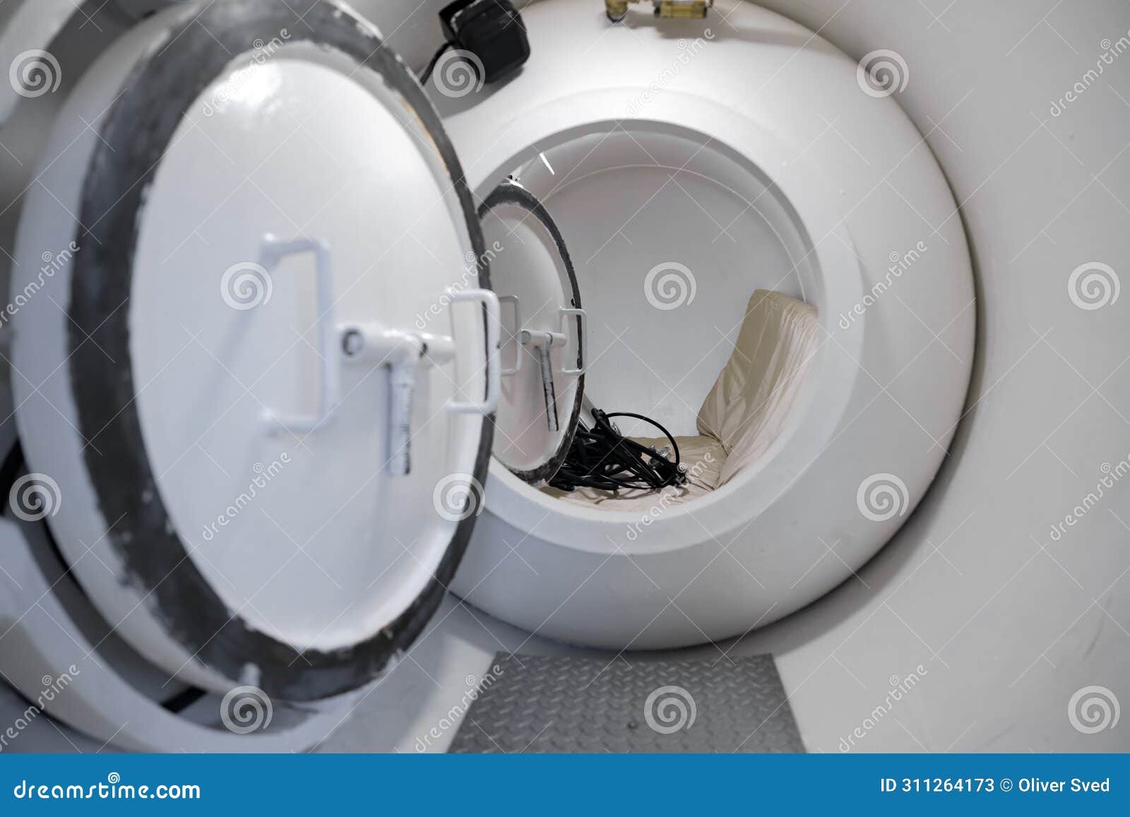 Interior of a White Hyperbaric Chamber Stock Image - Image of oxygen ...