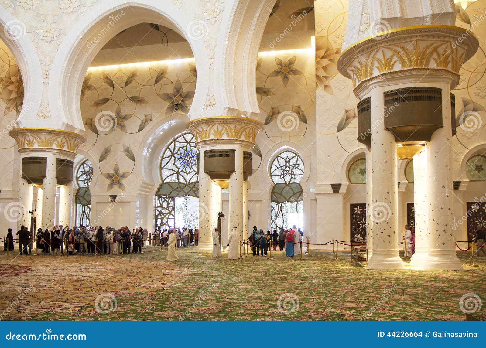 The Interior of the White Mosque of Abu Dhabi. the UAE. Editorial Stock ...