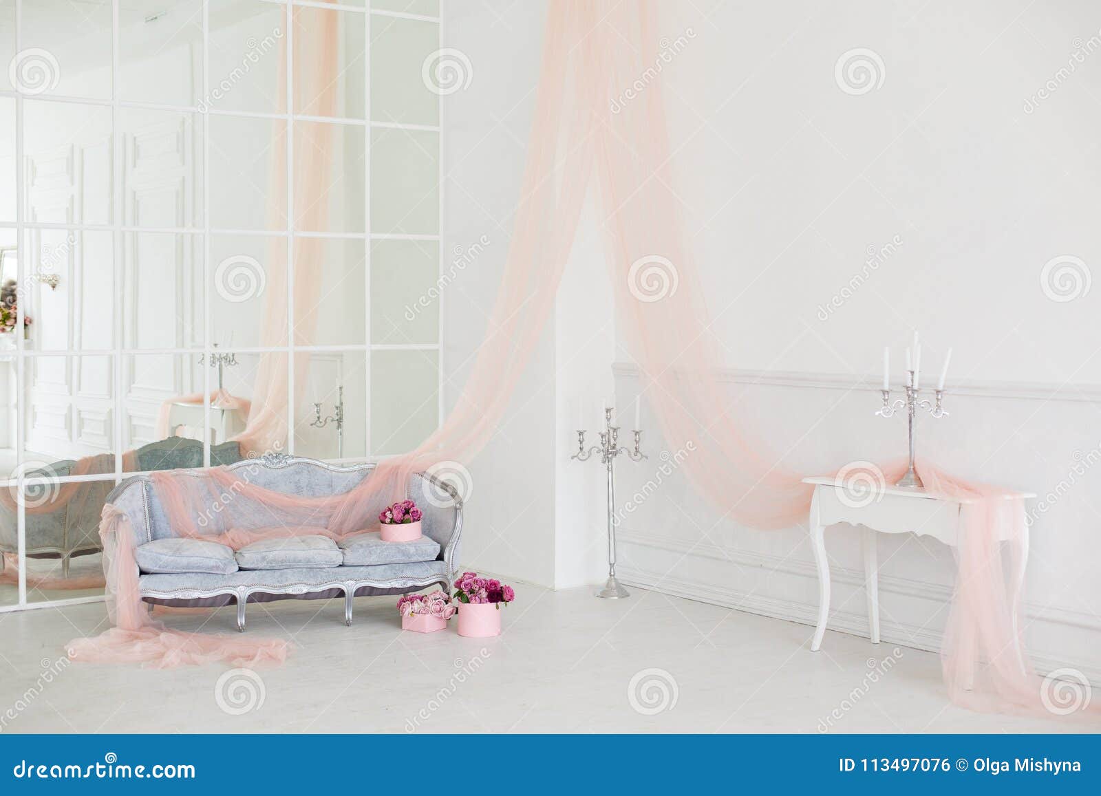 Interior of White Room in Classic Style Stock Photo - Image of ...
