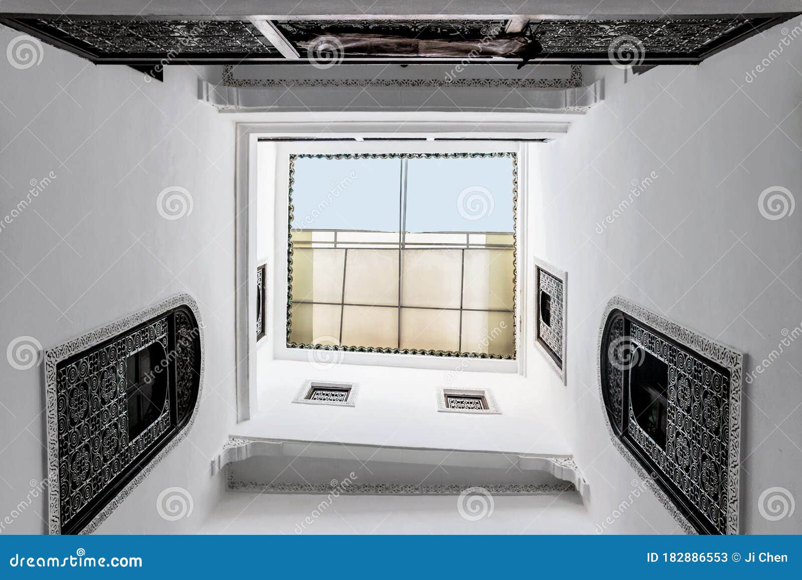 Interior of White Traditional Moroccan Riad Building Stock Image ...