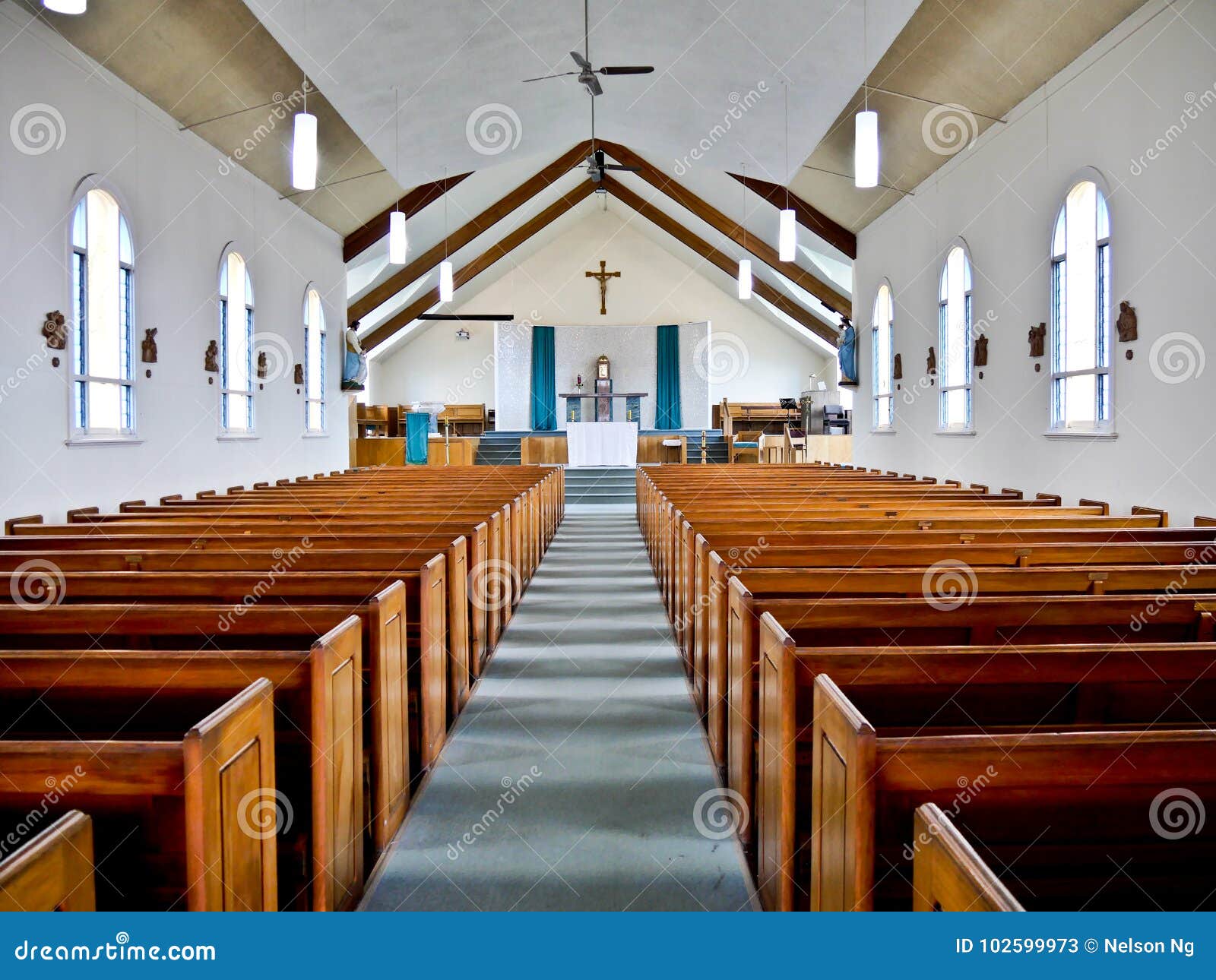Interior Wide Shot of a Funeral Chapel Stock Image - Image of sadness ...
