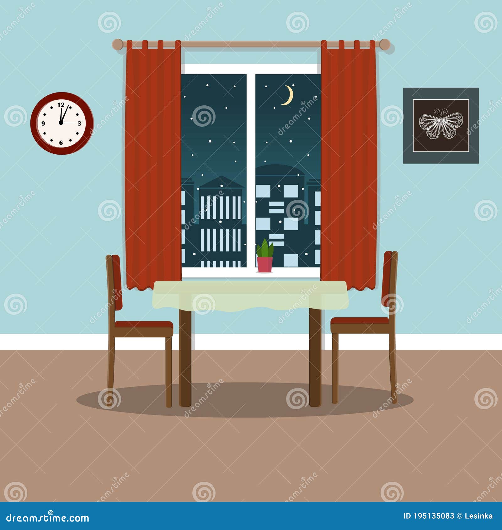 The Interior of the Window, Table and Chairs Stock Vector ...