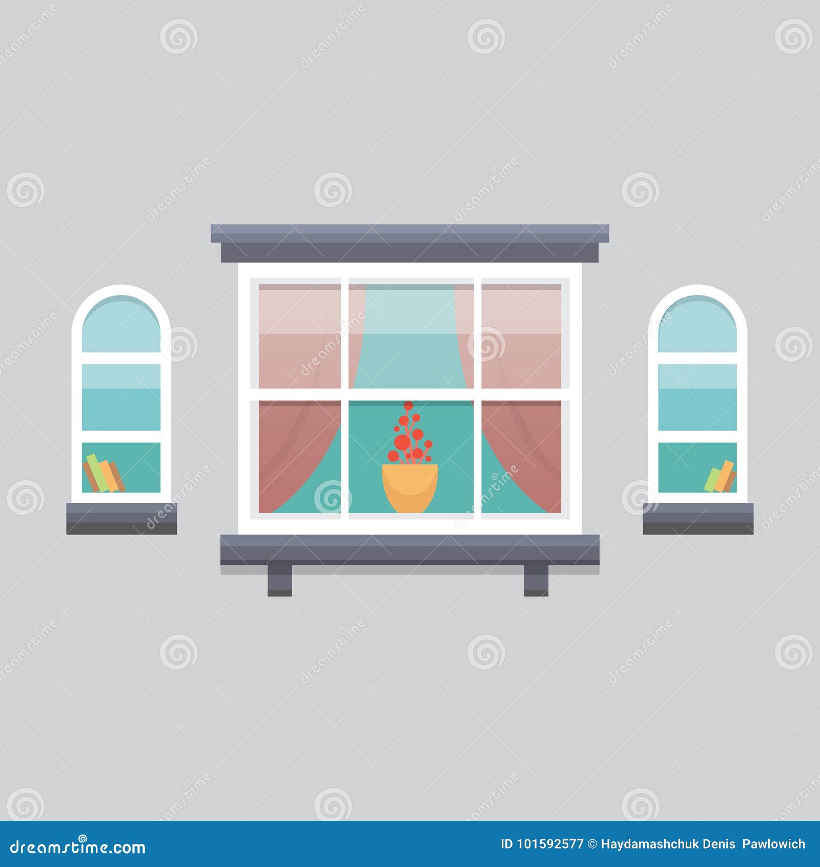 Interior Window Vector Illustration. Architecture Design Outdoor or ...