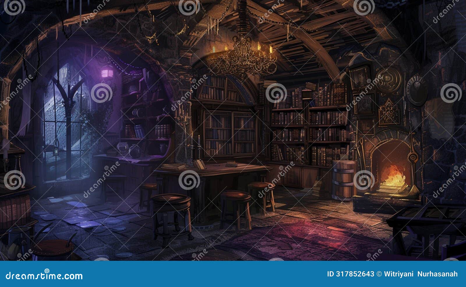 Interior of the Witch Room with Dark Room Colors. Generative Ai Stock ...