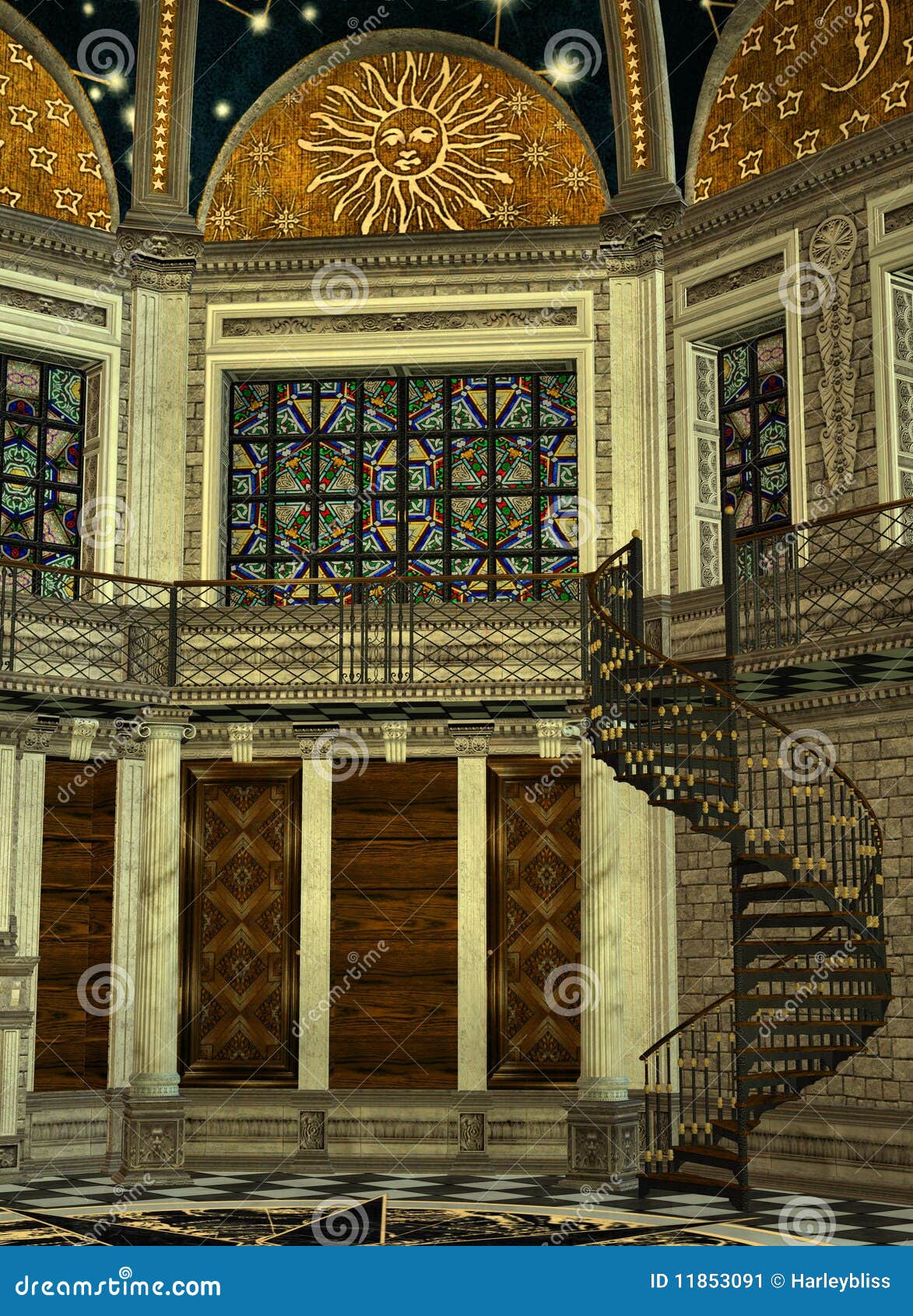 Interior of a Wizard S Tower Stock Illustration - Illustration of ...