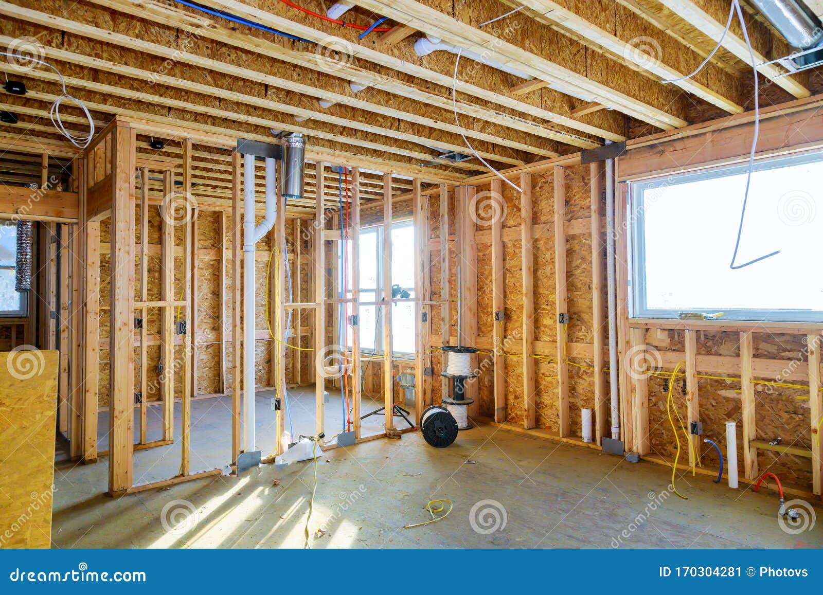 Framing Beam Provides Structural Support To The Entire Building. Stock ... Framing Beam Provides Structural Support To The Entire Building. Stock ...