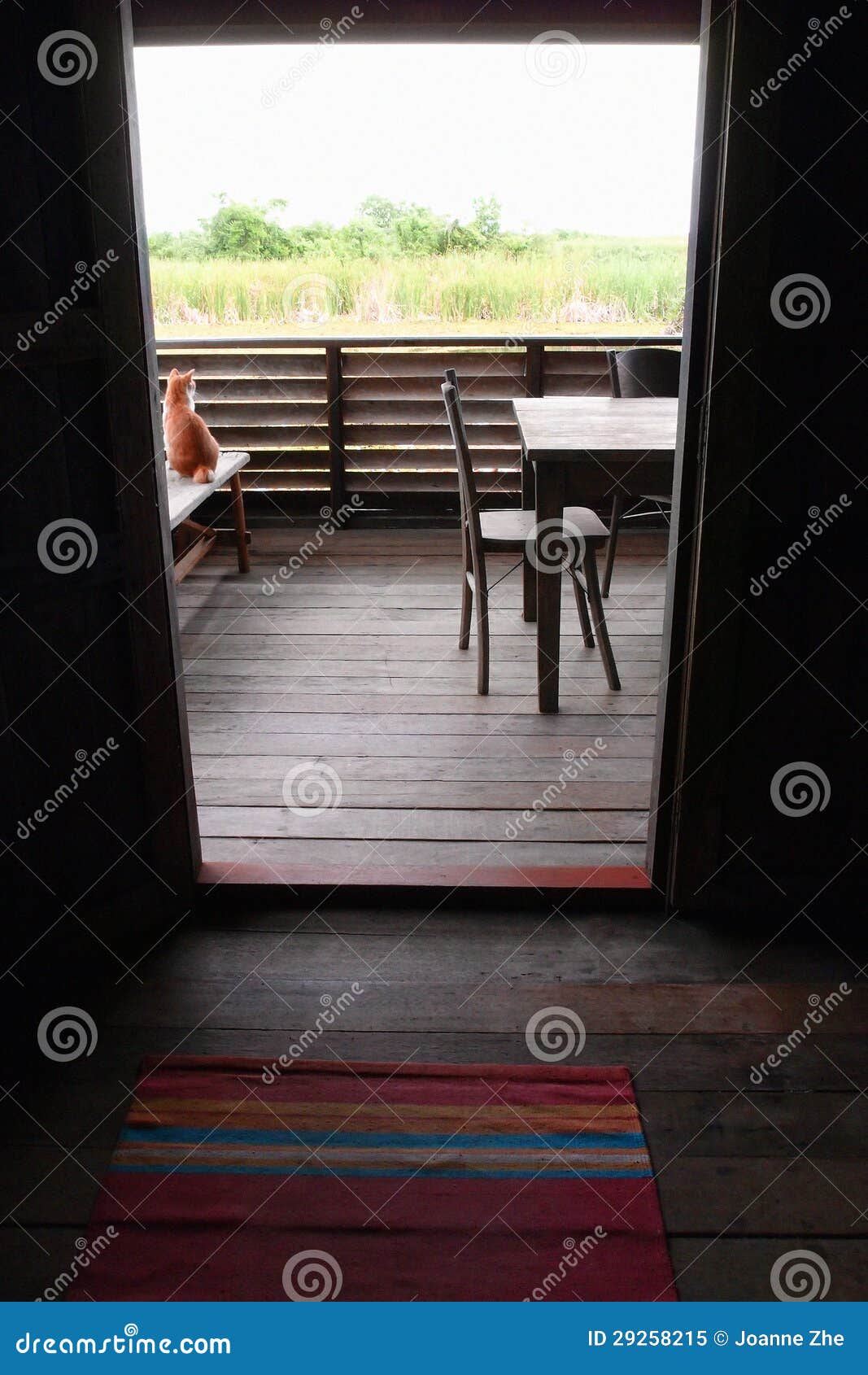 Interior, Wooden Asian House Balcony View Stock Image - Image of deck ...