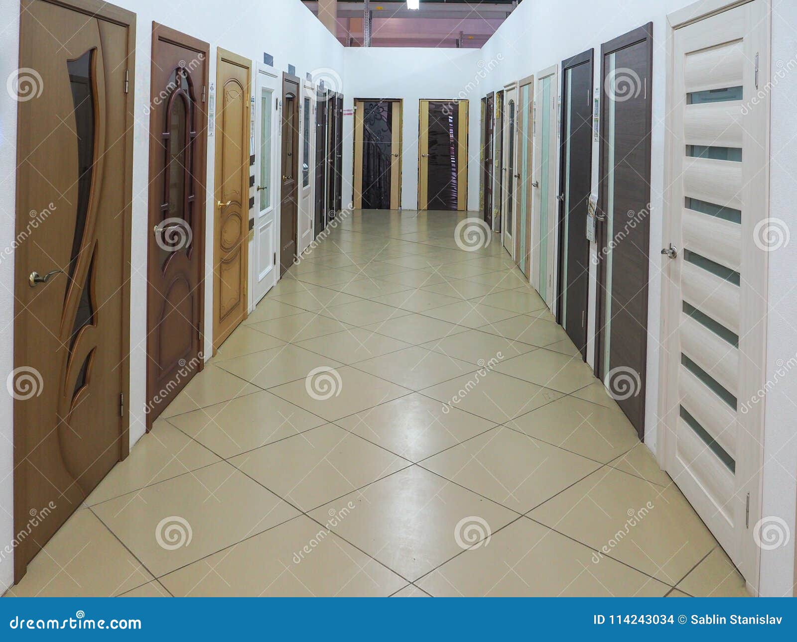 Interior Wooden Doors in the Store Doors. Stock Photo - Image of frame ...
