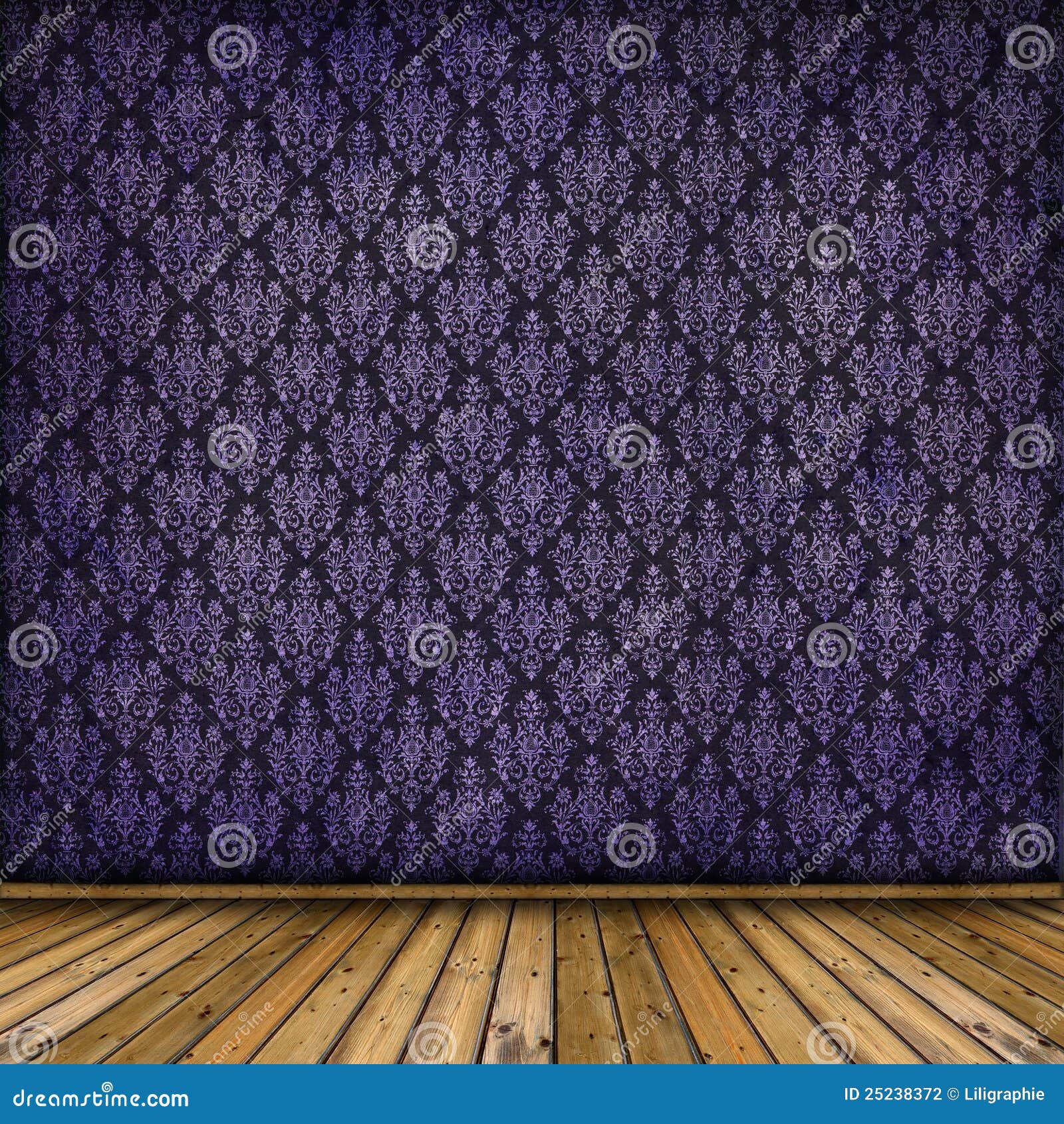 Interior with Wooden Flor and Old Wallpaper Stock Photo - Image of ...