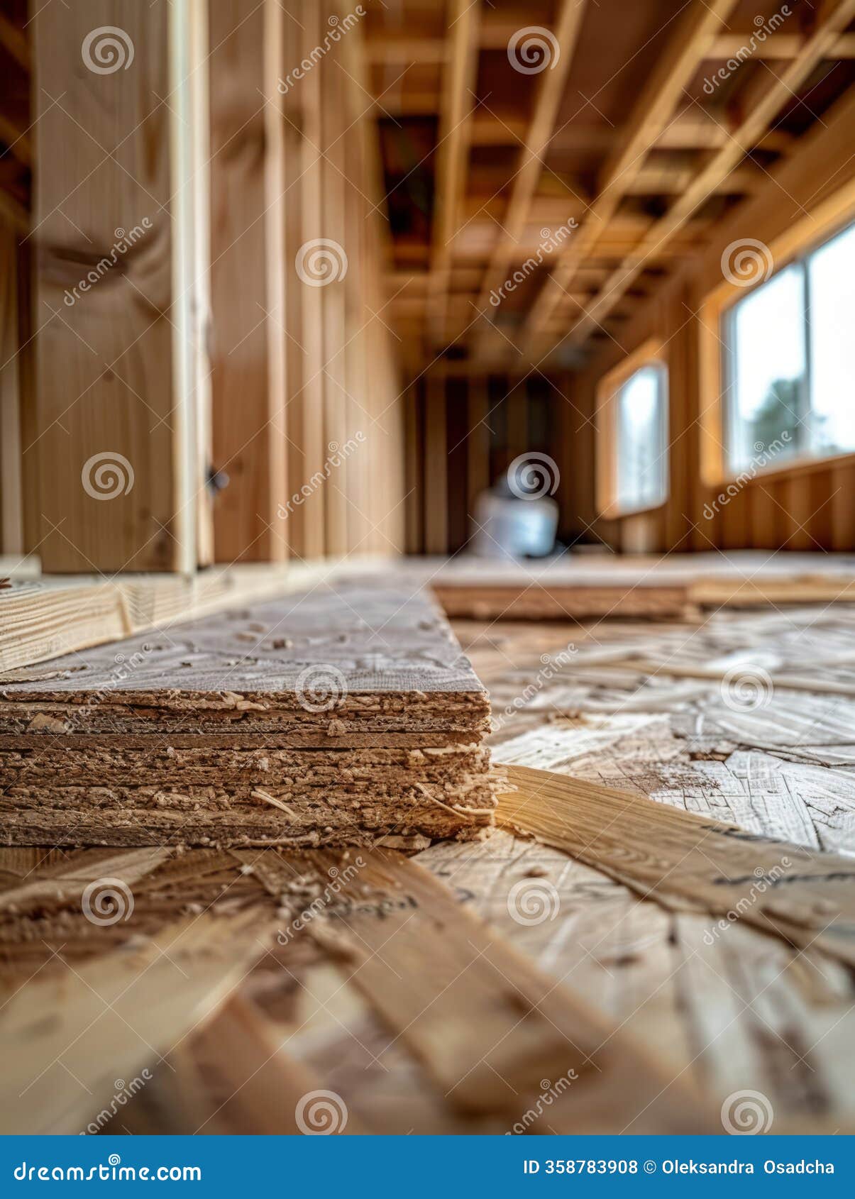 Interior of a Wooden House Under Construction with Exposed Framework ...