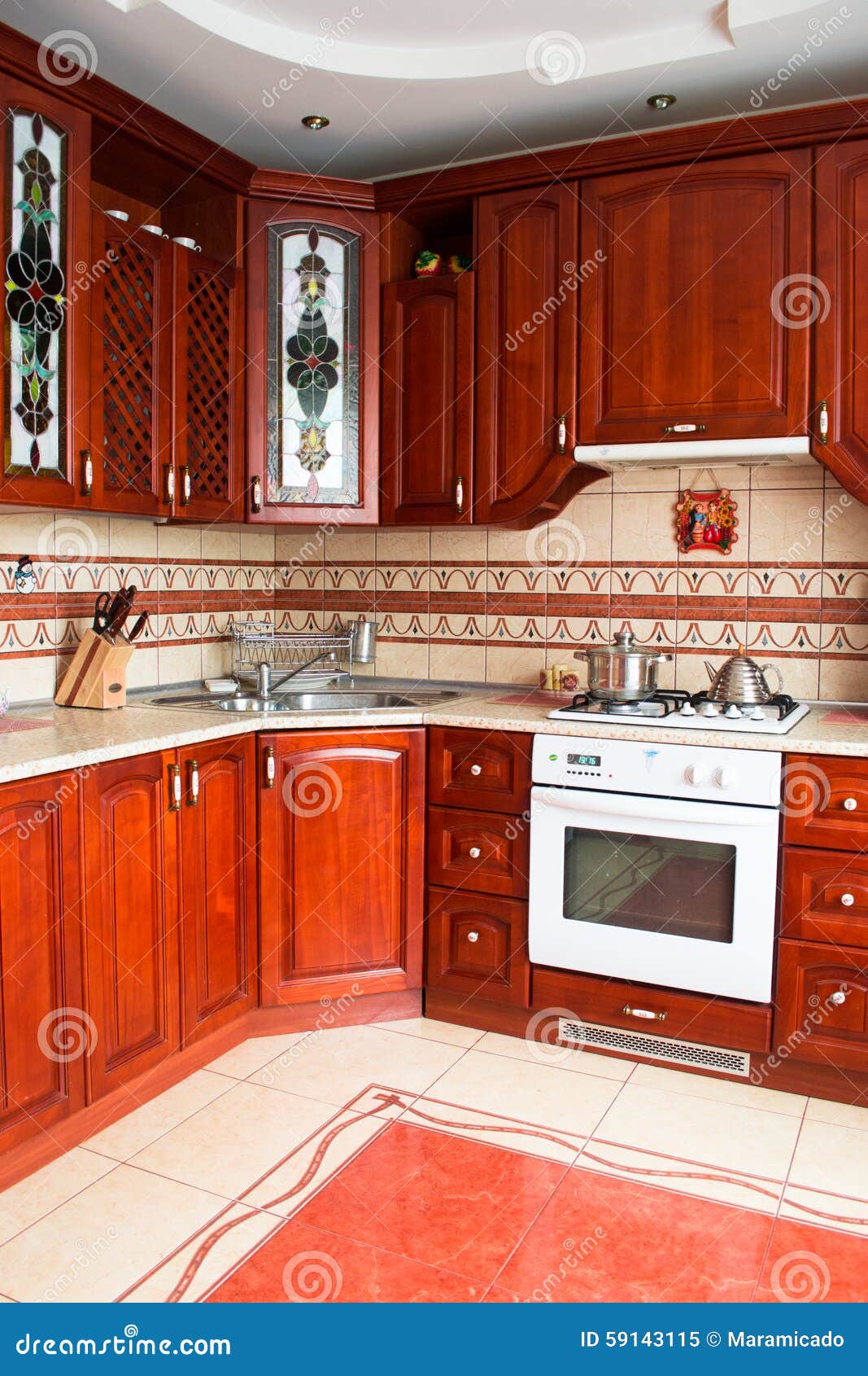 Interior of a Wooden Kitchen Stock Image - Image of house, comfortable ...