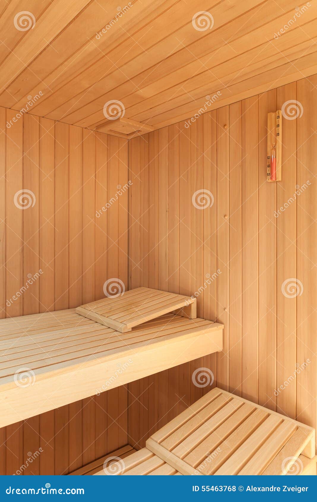 Interior of a wooden sauna stock photo. Image of comfortable - 55463768