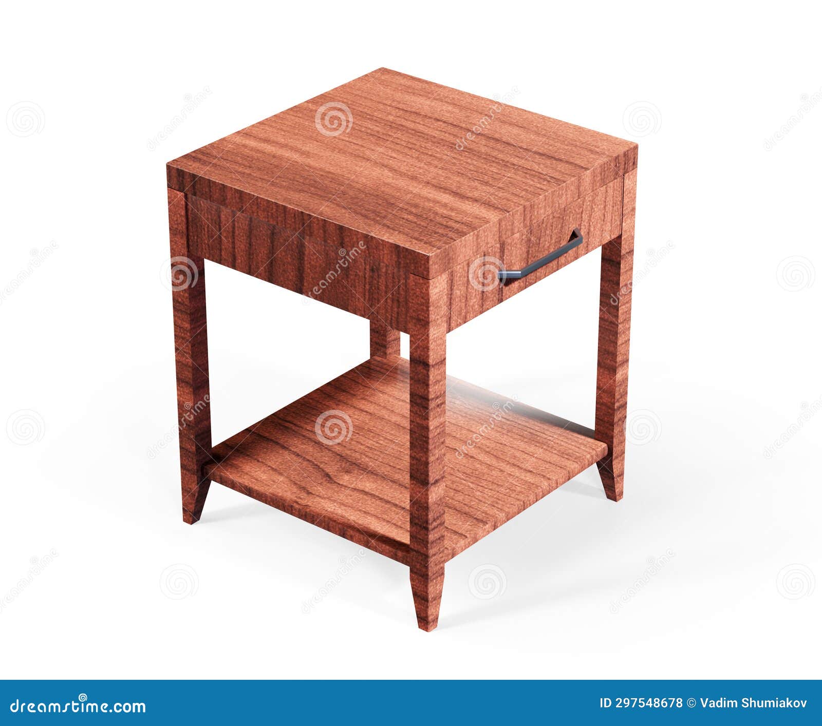 Interior with Wooden Side Table 3d Render Stock Illustration ...