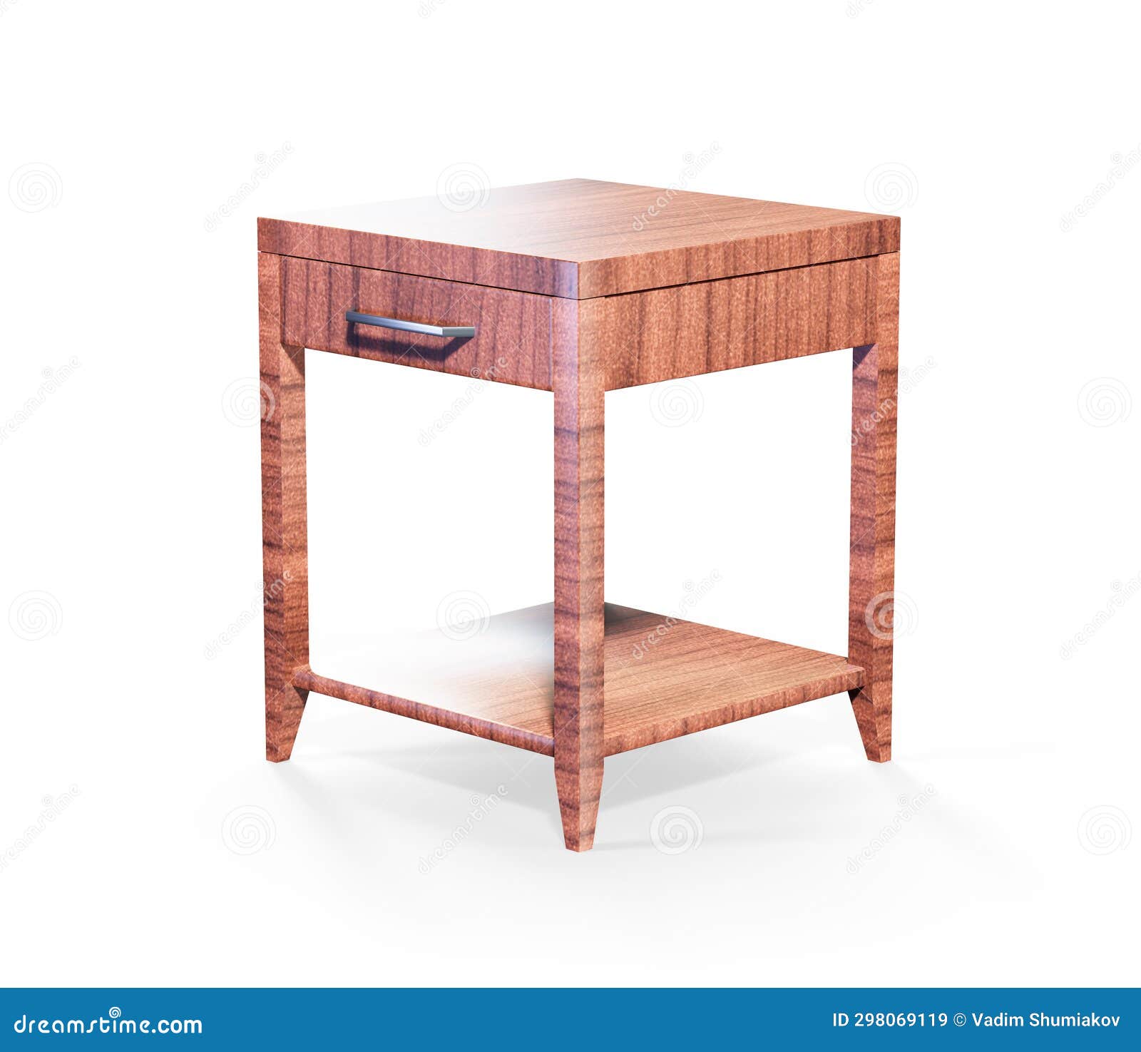 Interior with Wooden Side Table 3d Render Stock Illustration ...