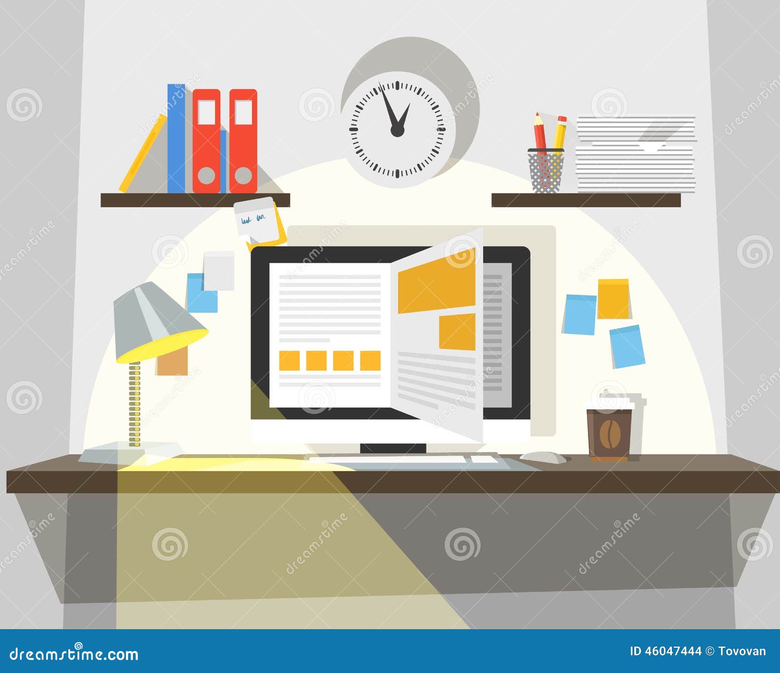 Interior of Working place stock vector. Illustration of file - 46047444