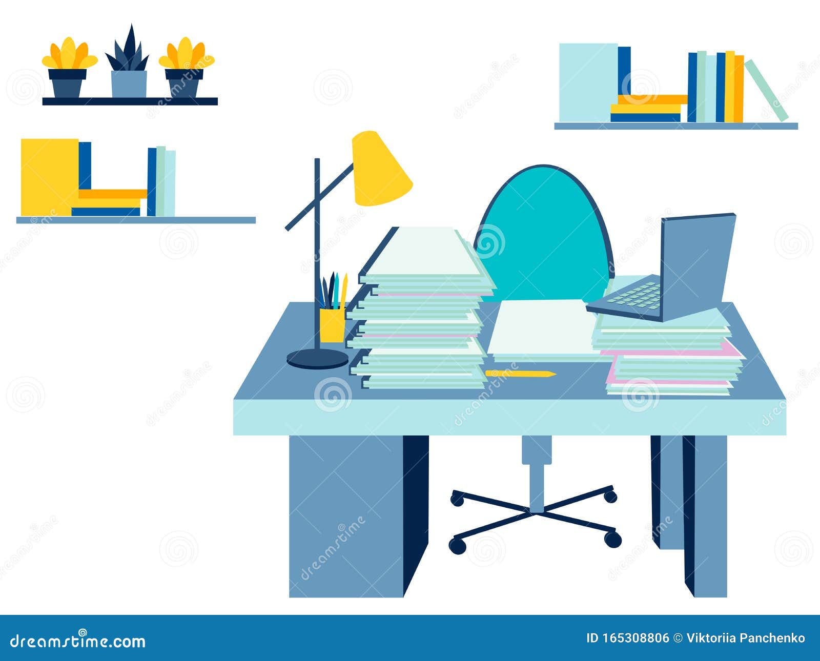 Interior Workplace. in Minimalist Style. Cartoon Flat Illustration. in ...