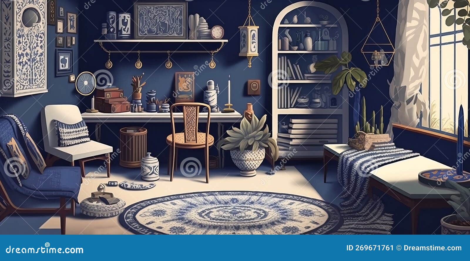 Interior of the Workroom in Classic Style Stock Illustration ... Interior of the Workroom in Classic Style Stock Illustration ...