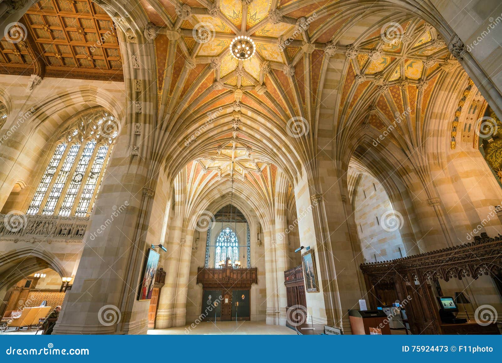 Interior of Yale University Library Editorial Stock Photo - Image of ...