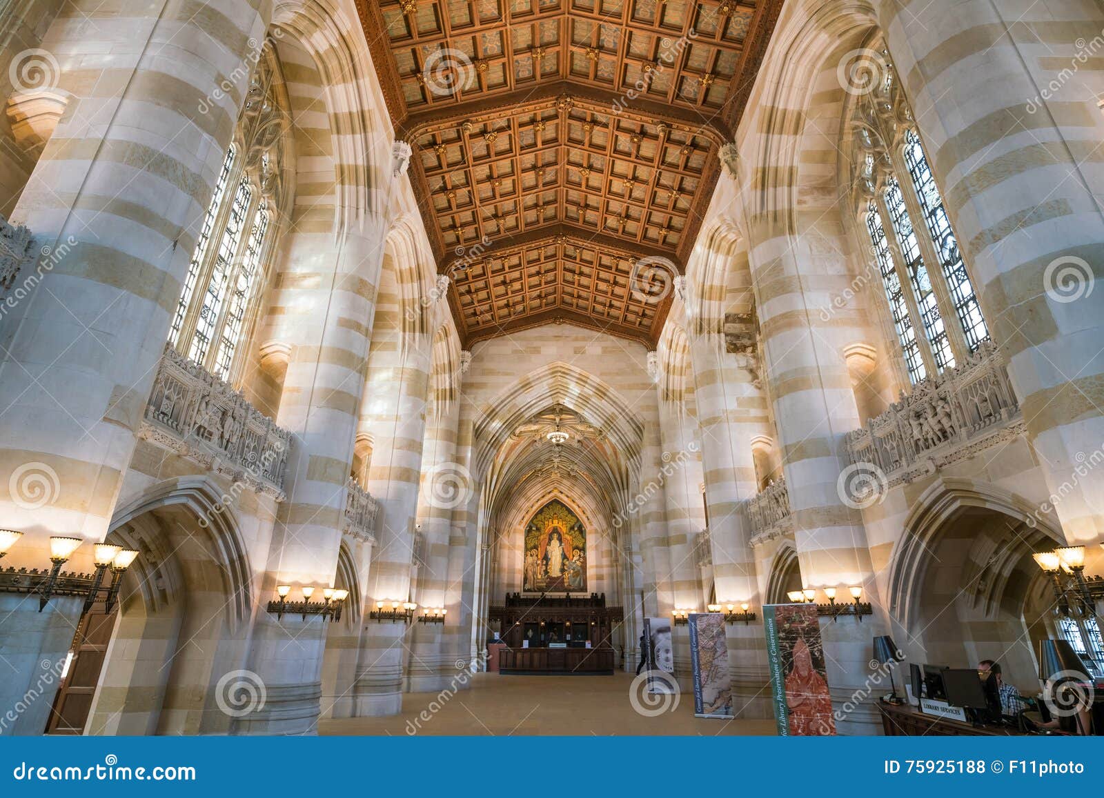 Interior of Yale University Library Editorial Stock Photo - Image of ...