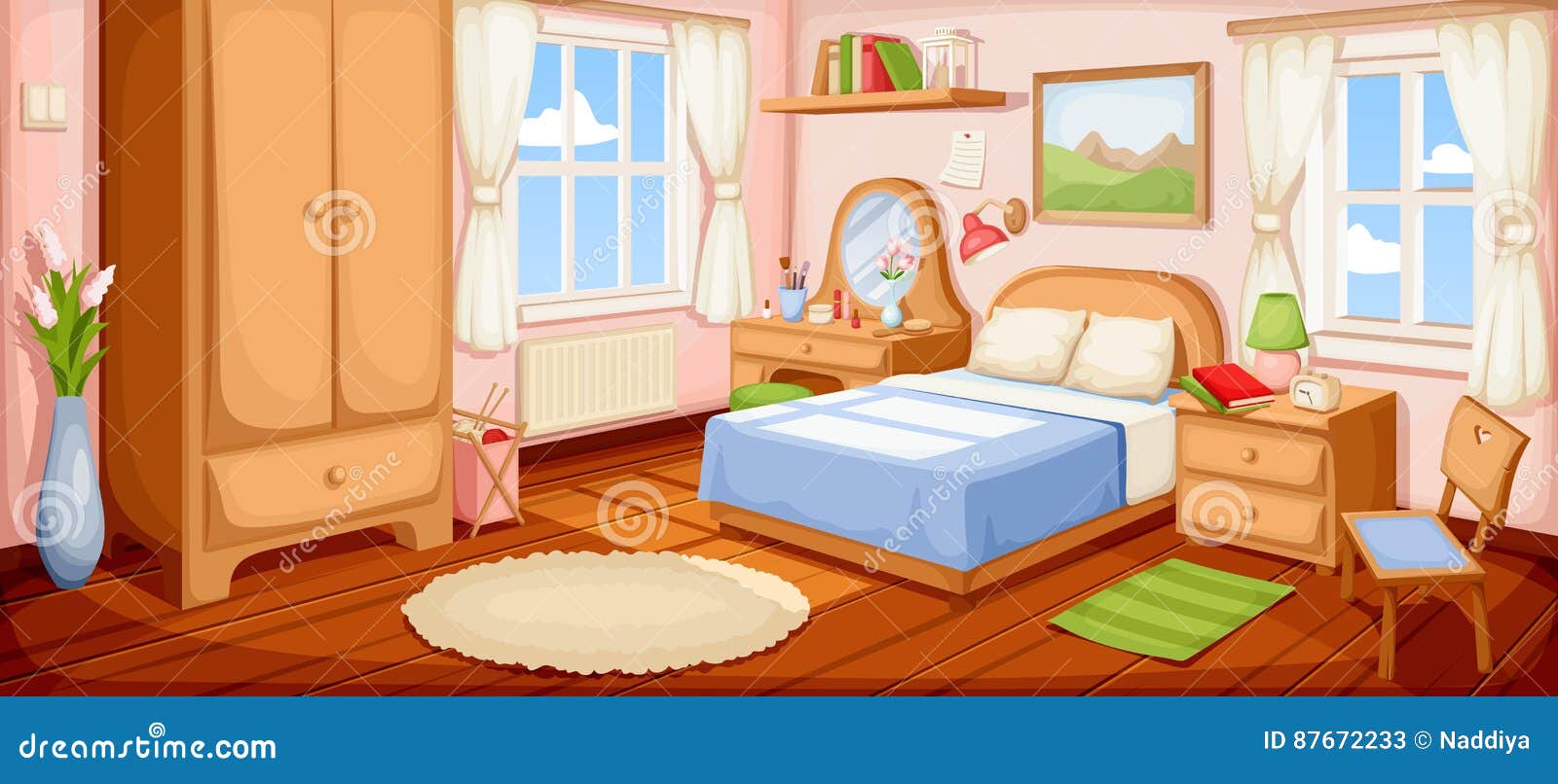 Interiore Della Camera Da Letto Illustrazione Di Vettore Illustrazione ...